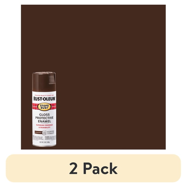 (2 pack) Leather Brown, Rust-Oleum Stops Rust Gloss Protective Enamel ...