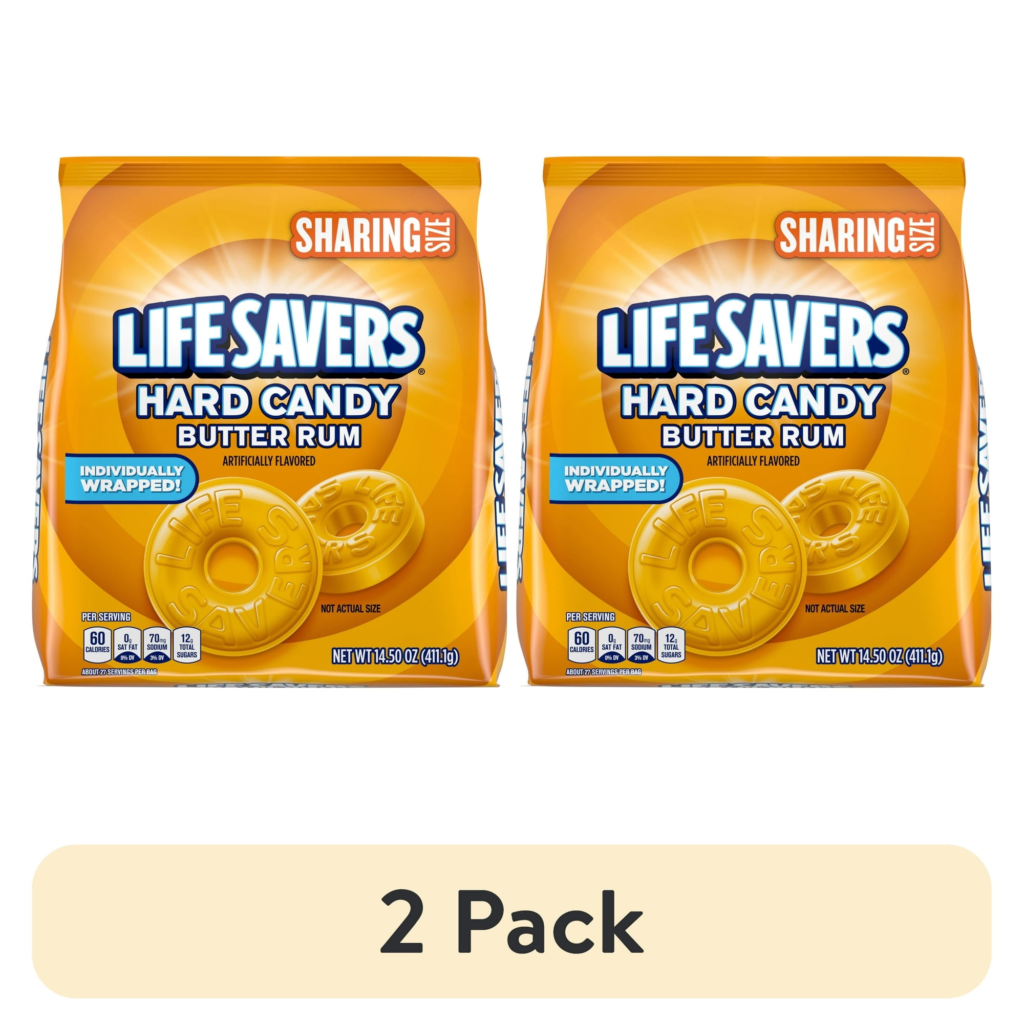(2 pack) Life Savers Butter Rum Hard Candy Individually Wrapped ...