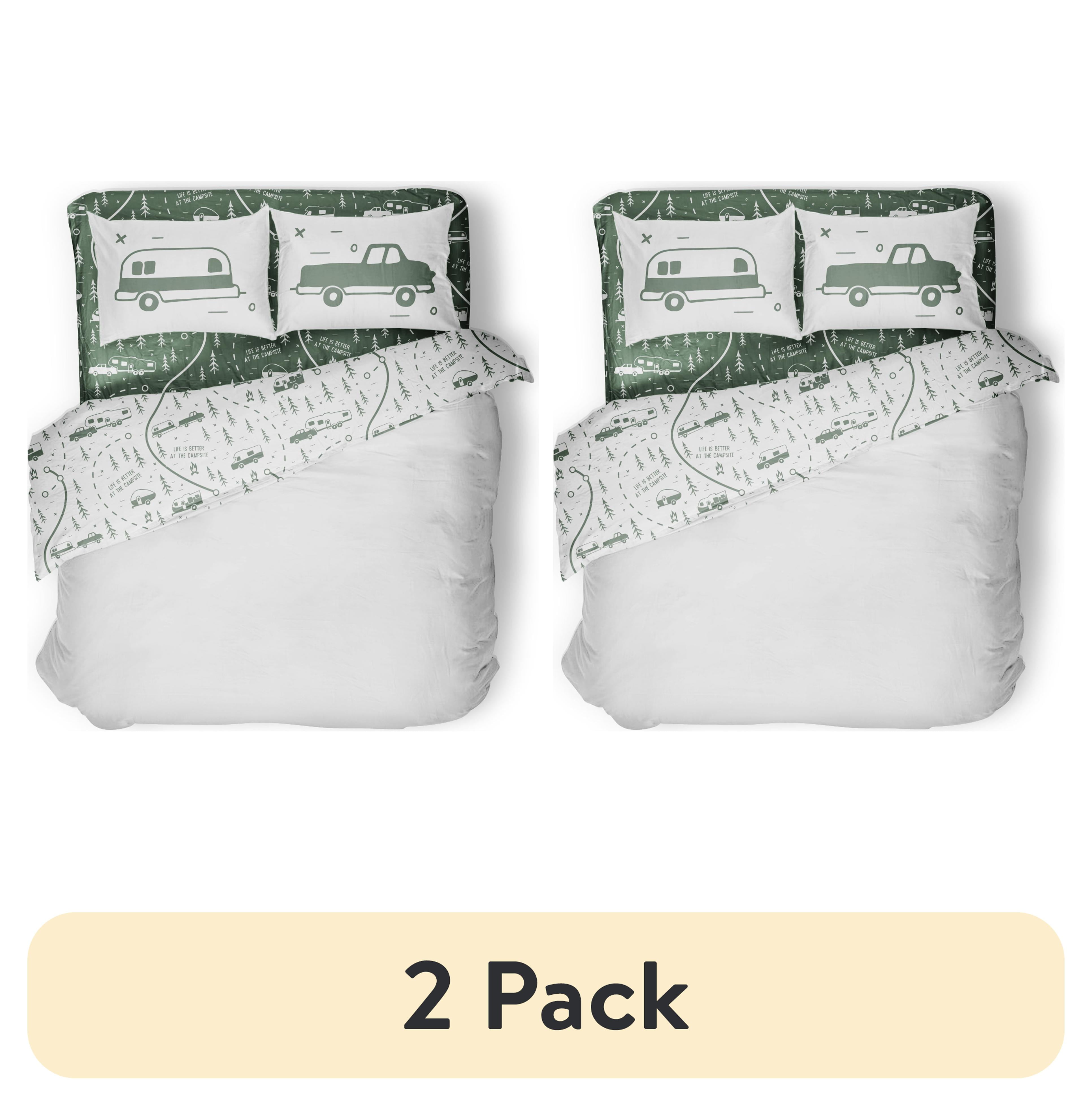 (2 pack) Life is Better at the Campsite RV Queen Bed Sheet Set, Green ...
