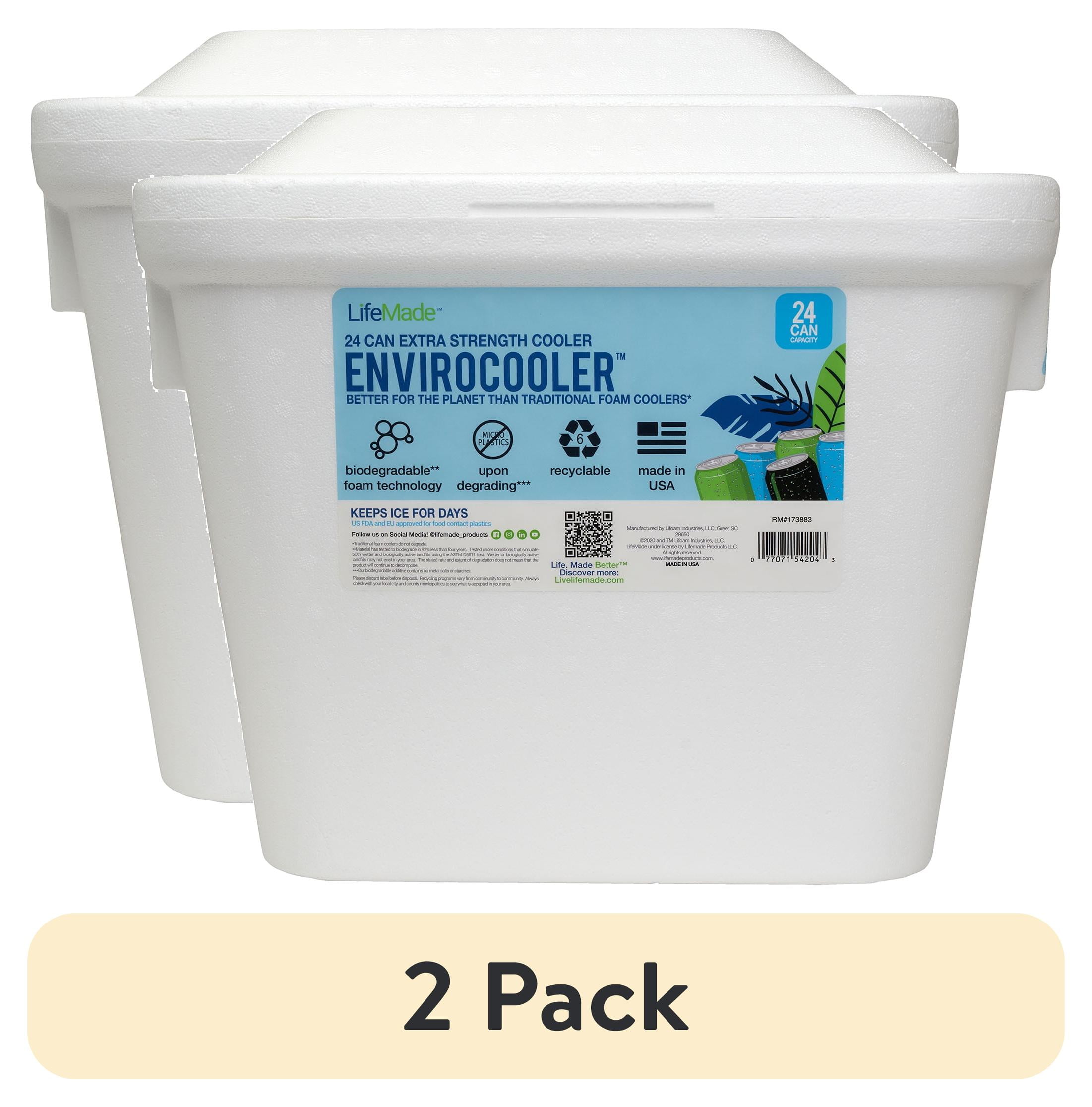 (2 pack) Lifoam Styrofoam Cooler, 28 Quart Foam Cooler, 24 Can Capacity ...