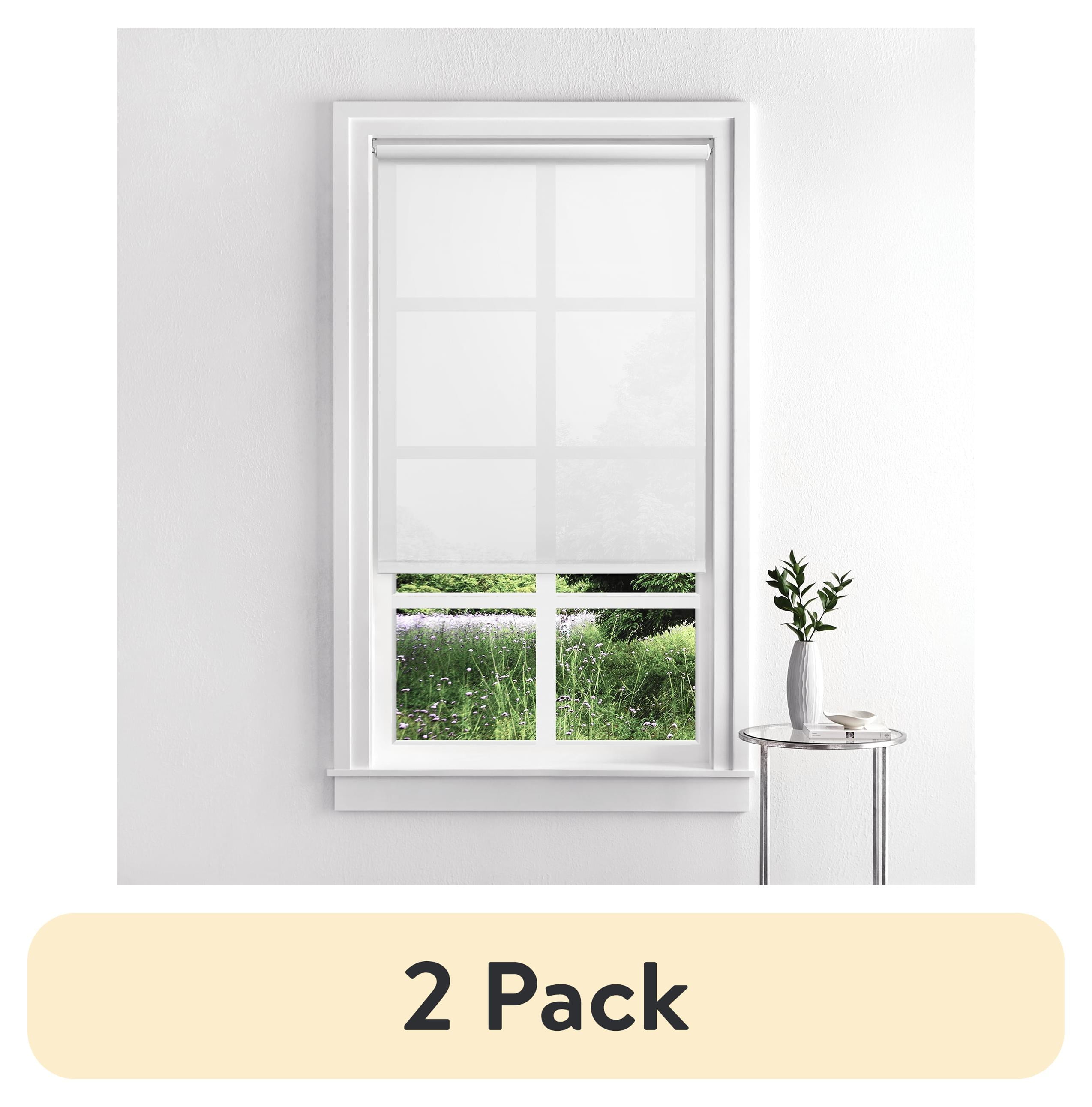 (2 pack) Light Filtering Tear-to-Fit Roller Shade 37 1/4" x 72" White ...