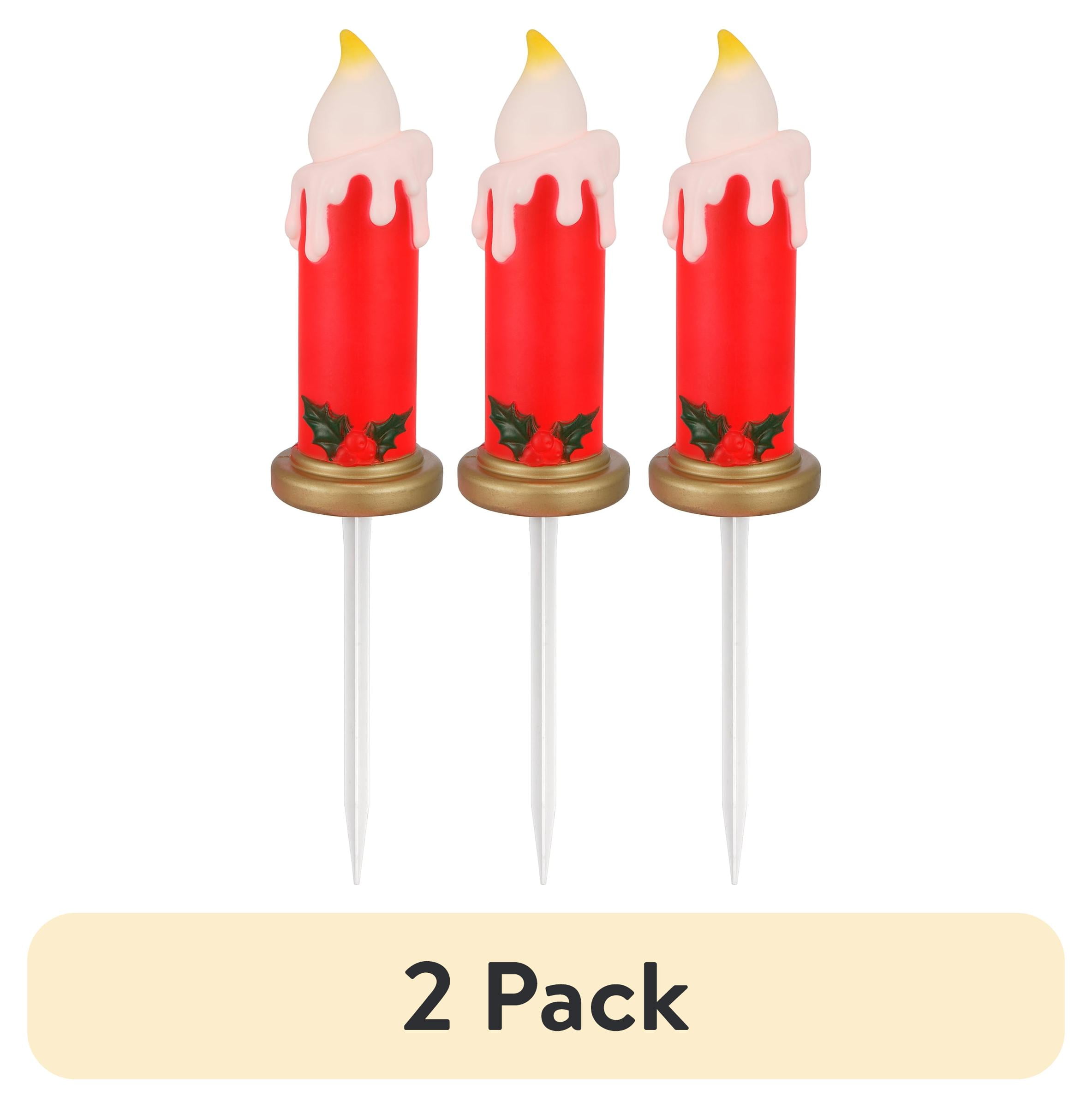 (2 pack) Light-Up Red Christmas Candle Pathway Markers, 17 in, Set of 3 ...
