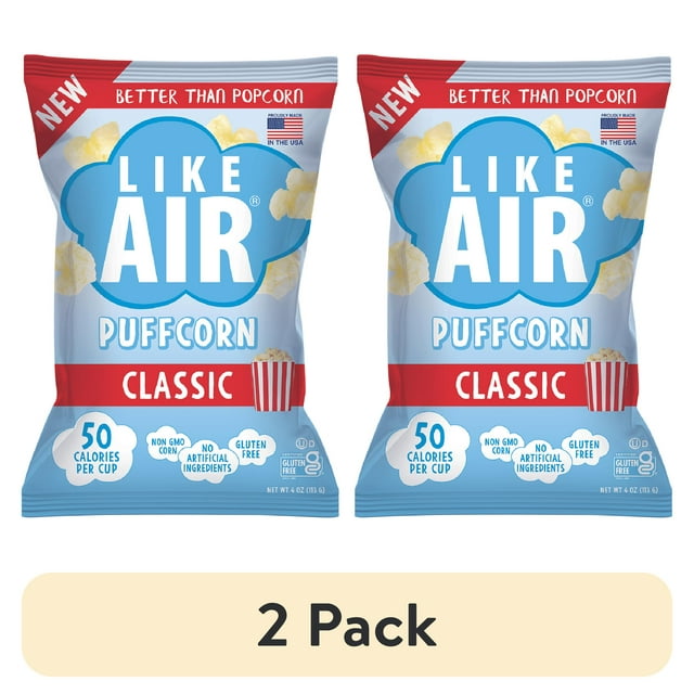 (2 pack) Like Air Puffcorn, Classic Butter Flavor, 20-Pack of 0.5oz Bags – Non-GMO, Light Snack ...