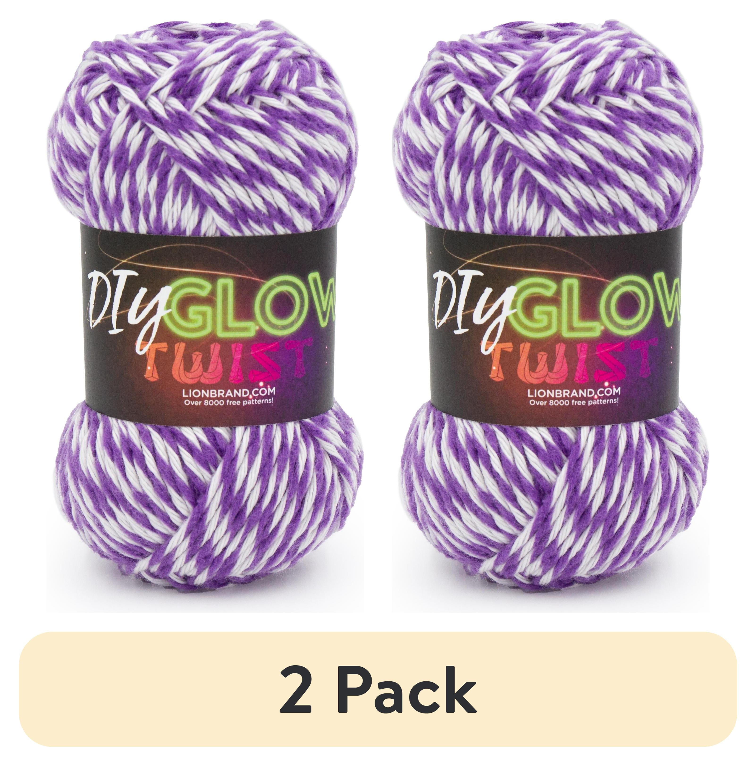(2 pack) Lion Brand Yarn DIY Glow Twist Purple 196-206CD Glow In The ...