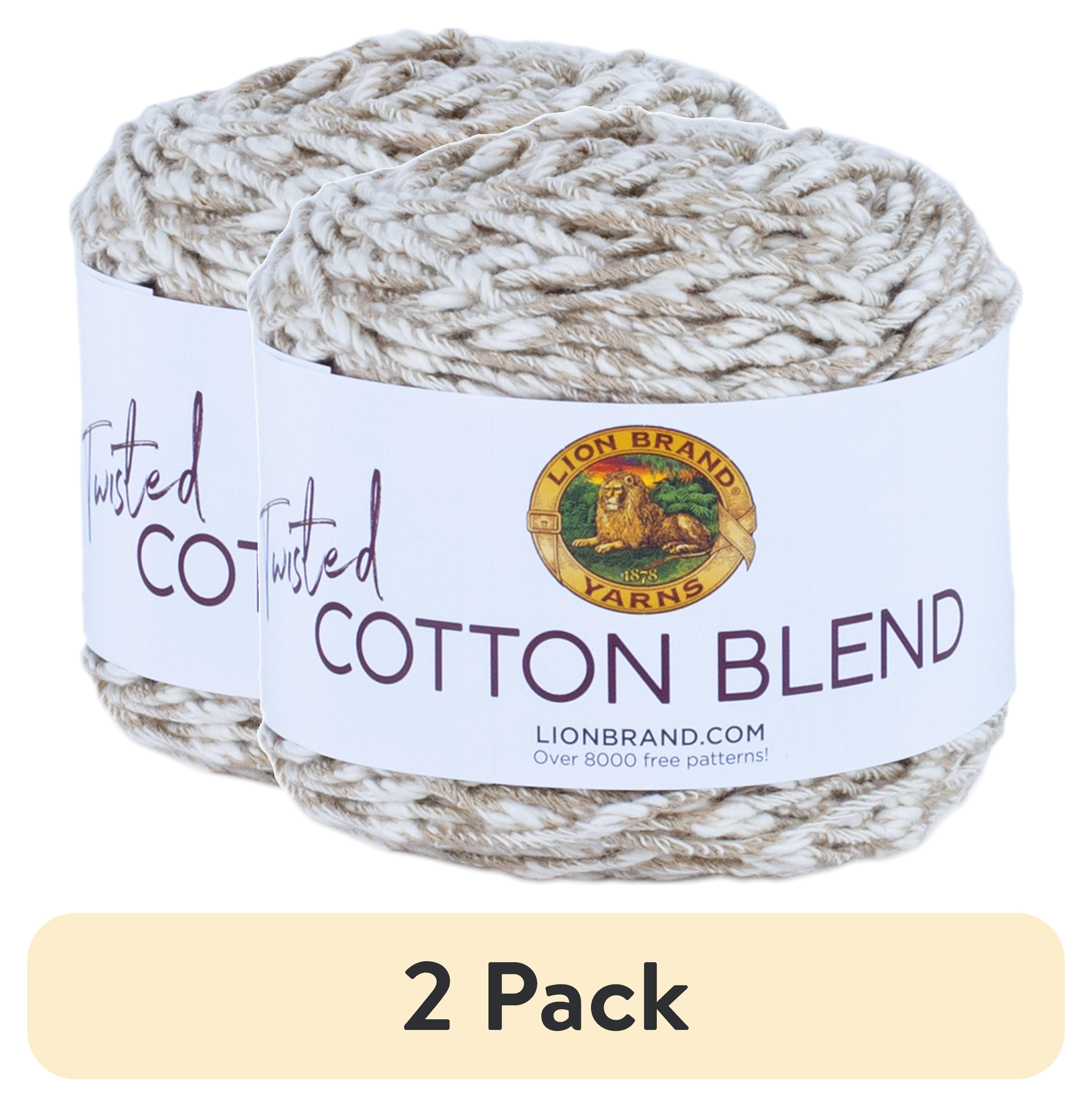 (2 pack) Lion Brand Twisted Cotton Blend Yarn-Tan/Ecru - Walmart.com