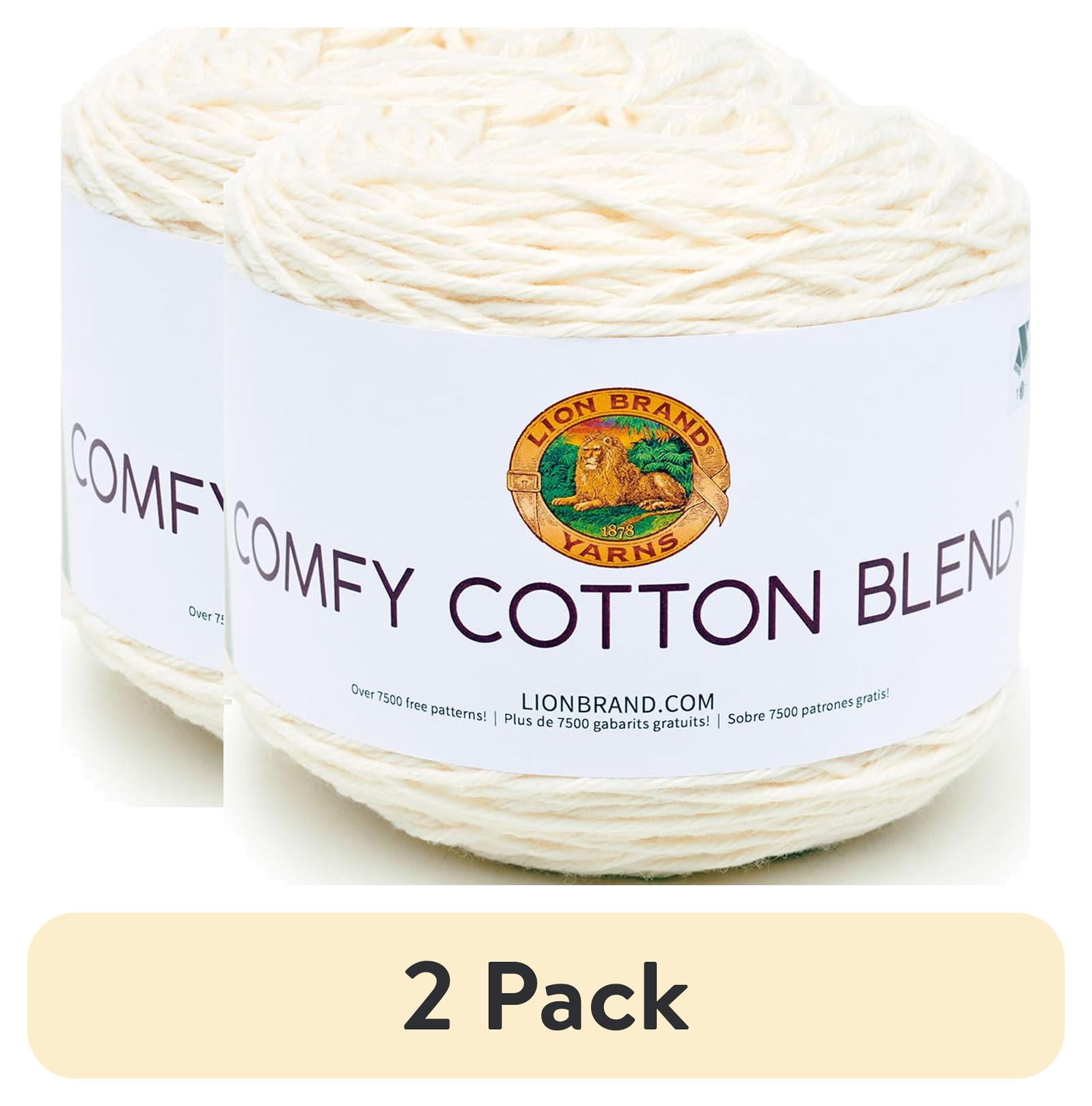 (2 pack) Lion Brand Yarn 392 Yd Comfy Cotton Whipped Cream Classic Cake ...