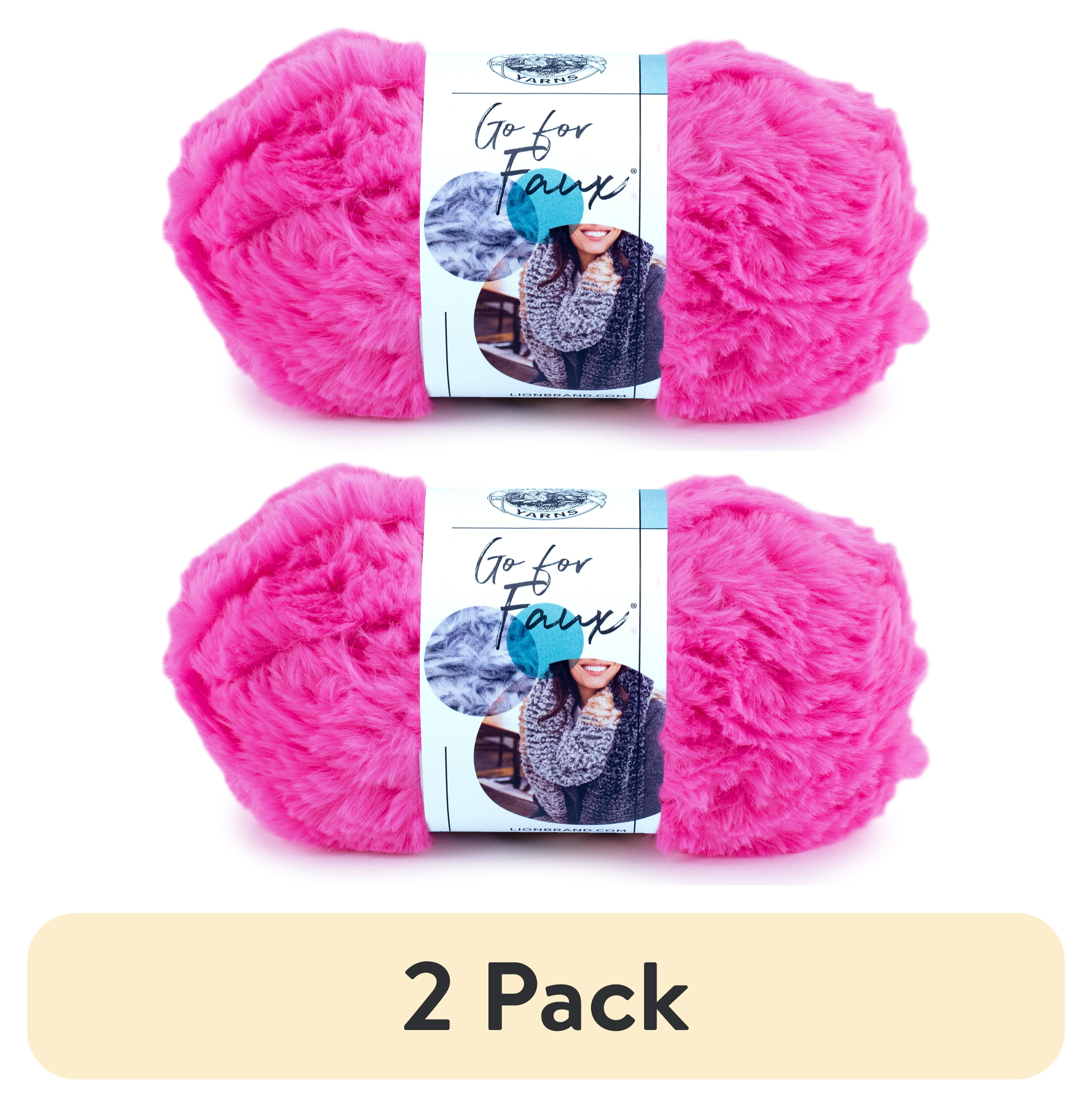 (2 pack) Lion Brand Yarn Go for Faux Meow Pink Faux Fur Super Bulky ...