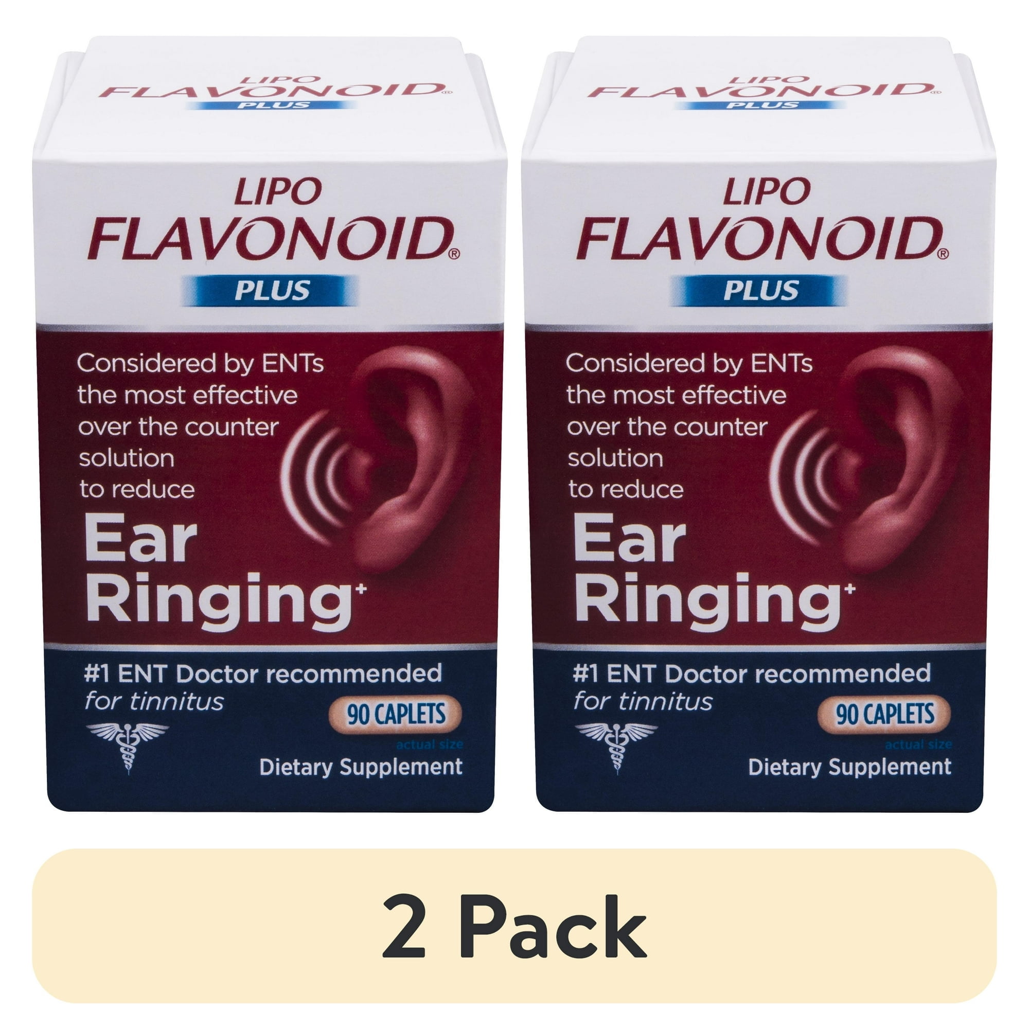 (2 pack) Lipo Flavonoid Plus Inner Ear Health Caplets, 90 Count ...