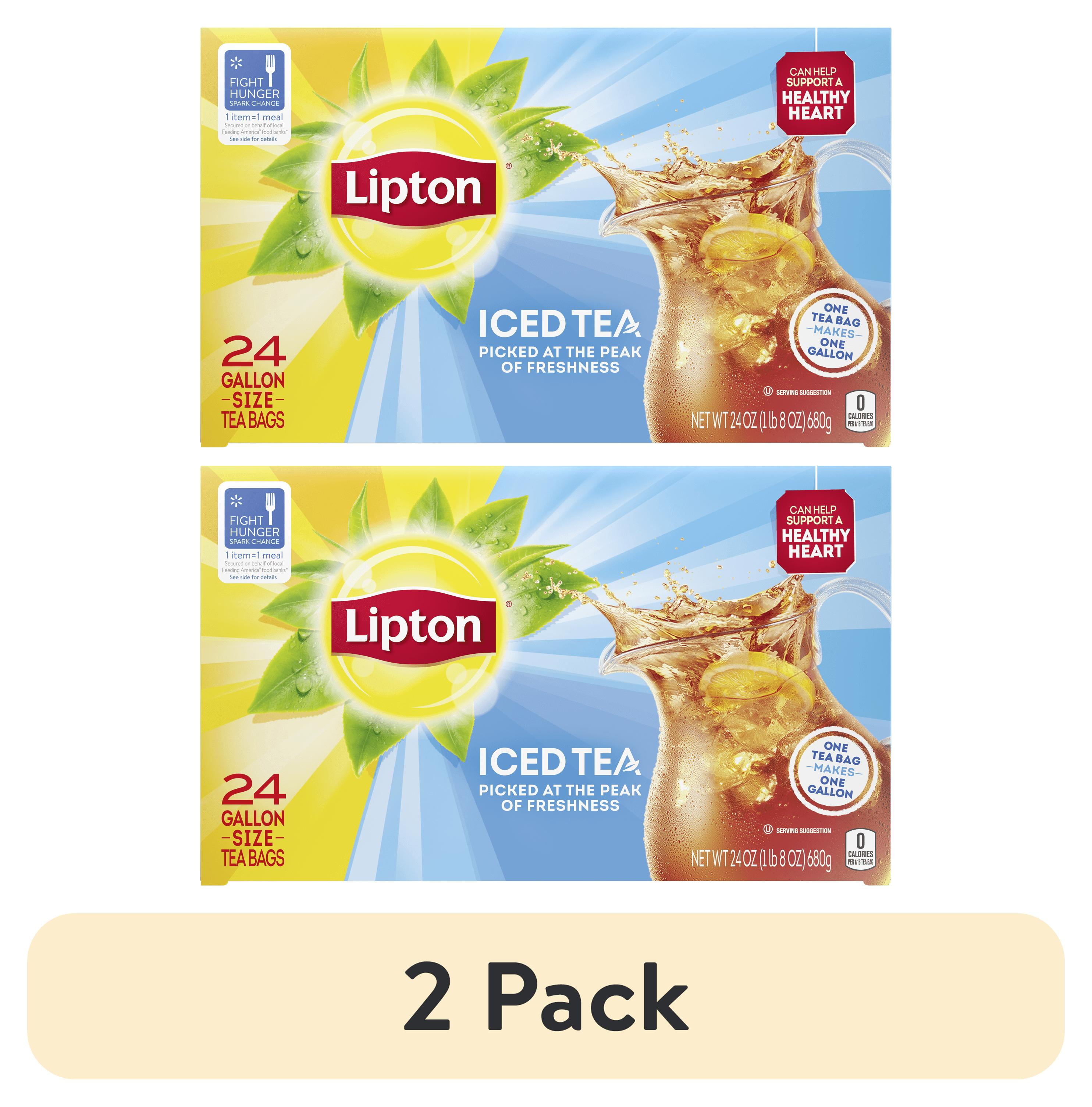 (2 pack) Lipton Gallon-Sized Iced Unsweetened Tea, Tea Bags 24 oz 24 ...