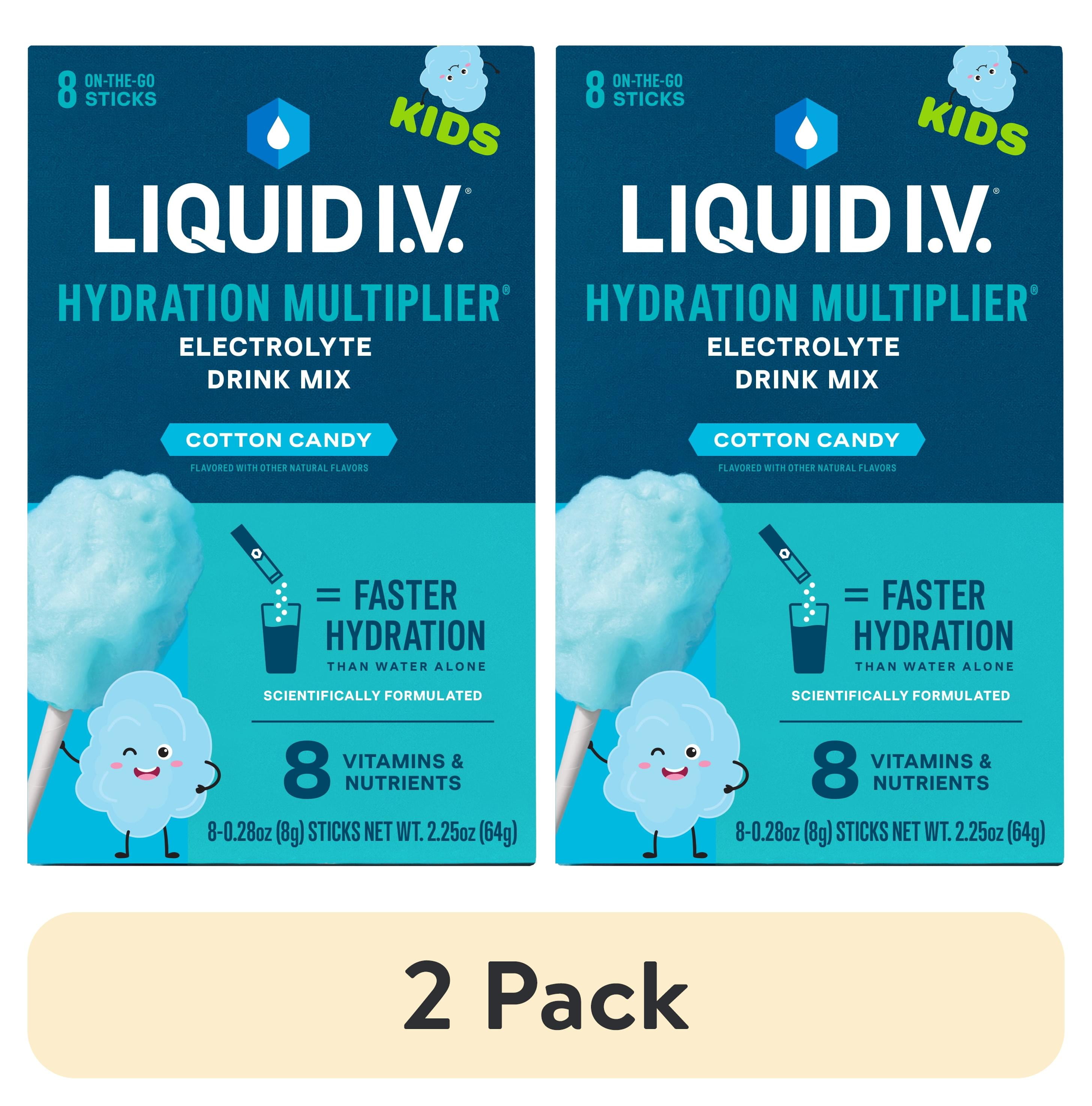 (2 pack) Liquid I.V.® Cotton Candy Hydration Multiplier® for Kids ...
