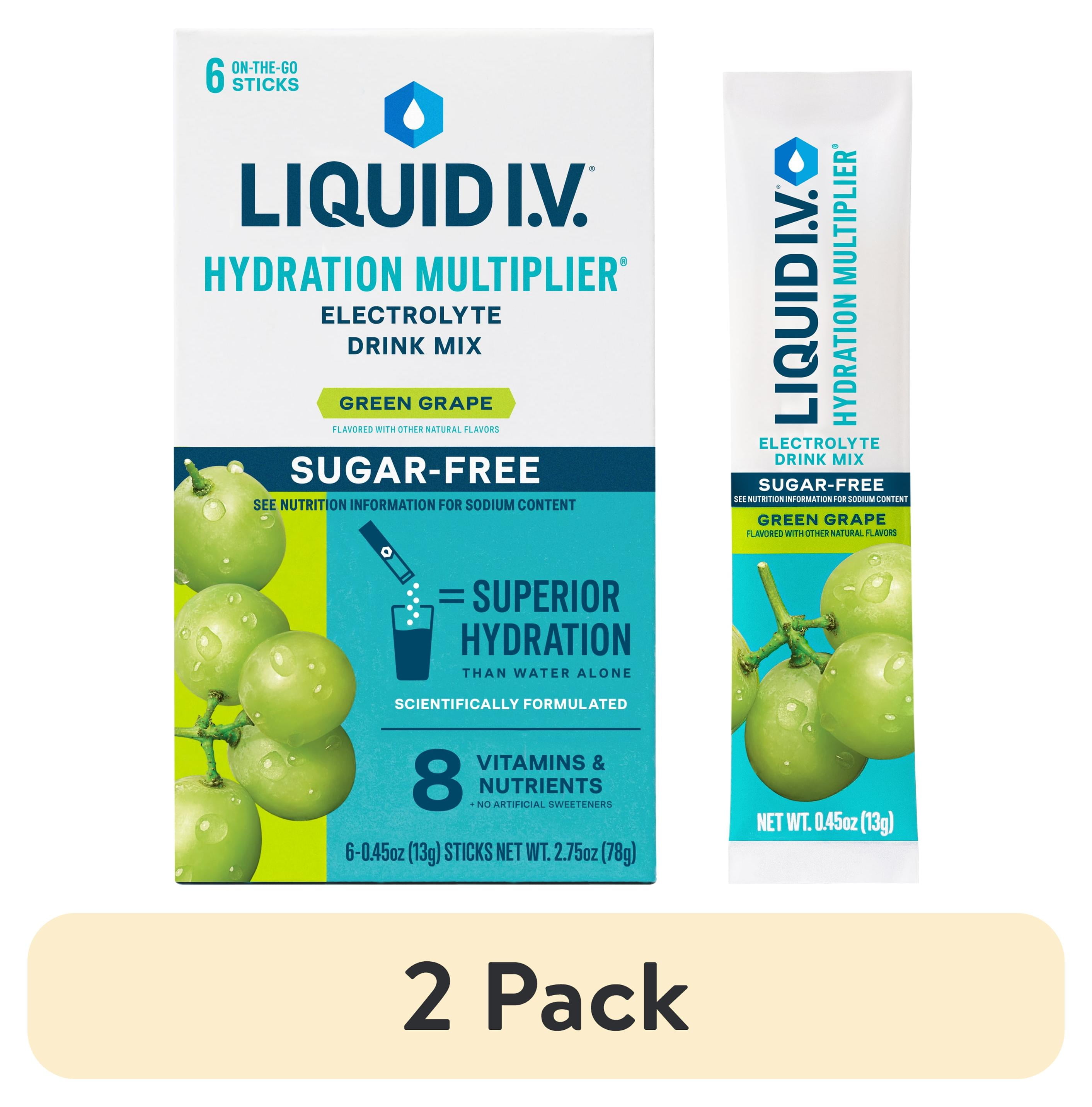 (2 pack) Liquid I.V.® Green Grape Hydration Multiplier® Sugar-Free ...
