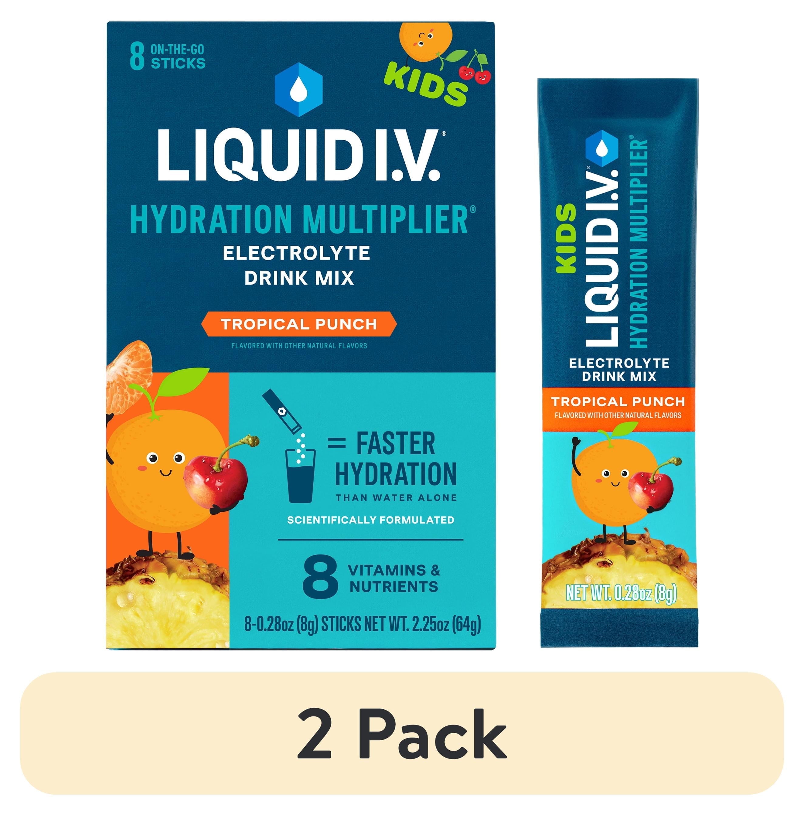 (2 pack) Liquid I.V.® Tropical Punch Hydration Multiplier® for Kids ...