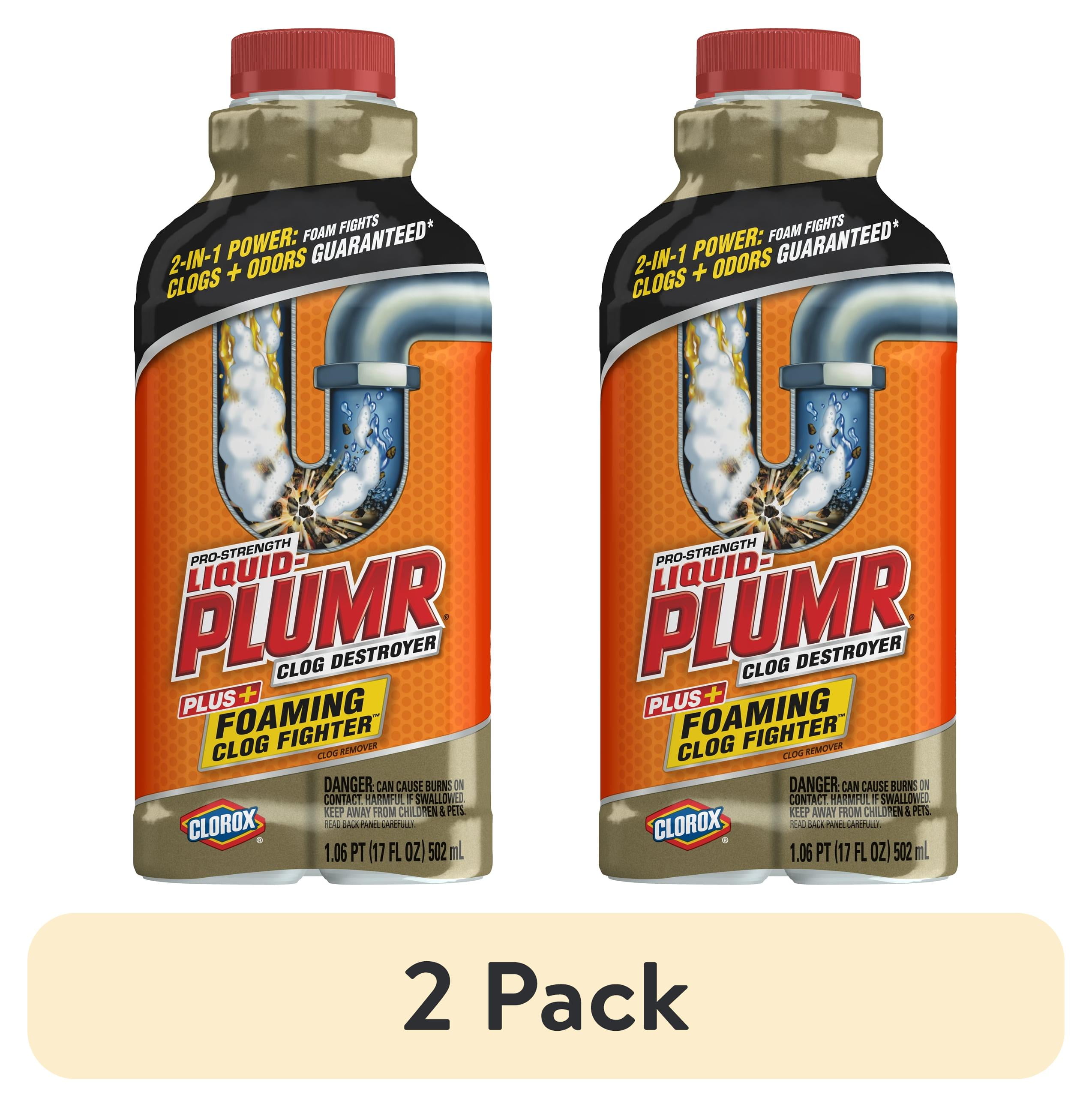 (2 pack) Liquid-Plumr Foaming Drain Clog Remover, Unscented, 42 fl oz ...