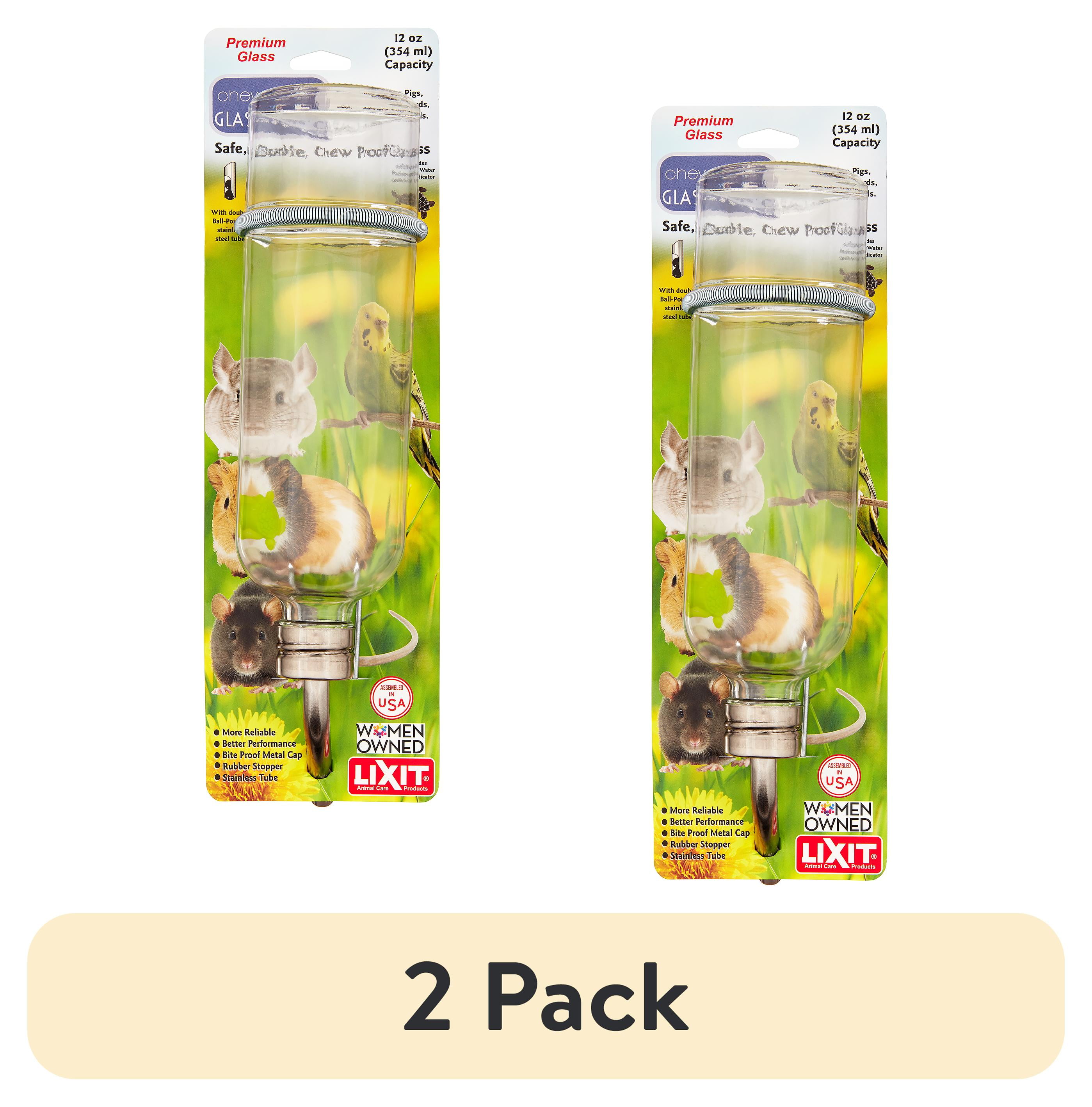 (2 pack) Lixit Chew Proof Flat Sided Water Bottles for Rabbits, Ferrets ...