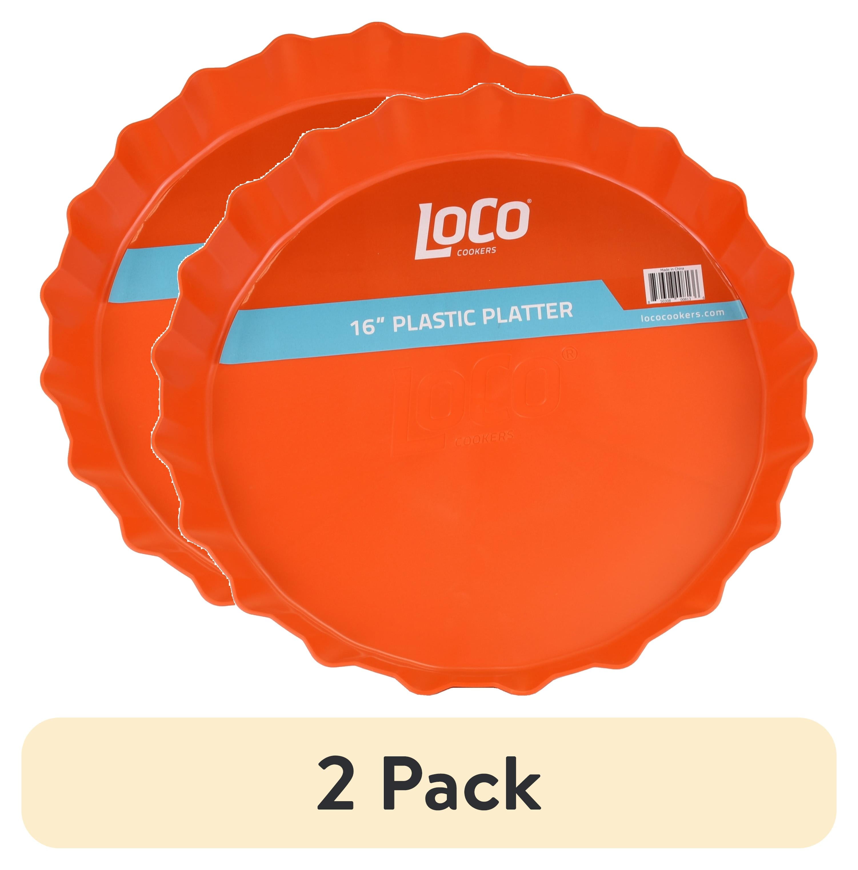 (2 pack) LoCo Cookers Large Orange Plastic Party Platter – Deep Lip for ...