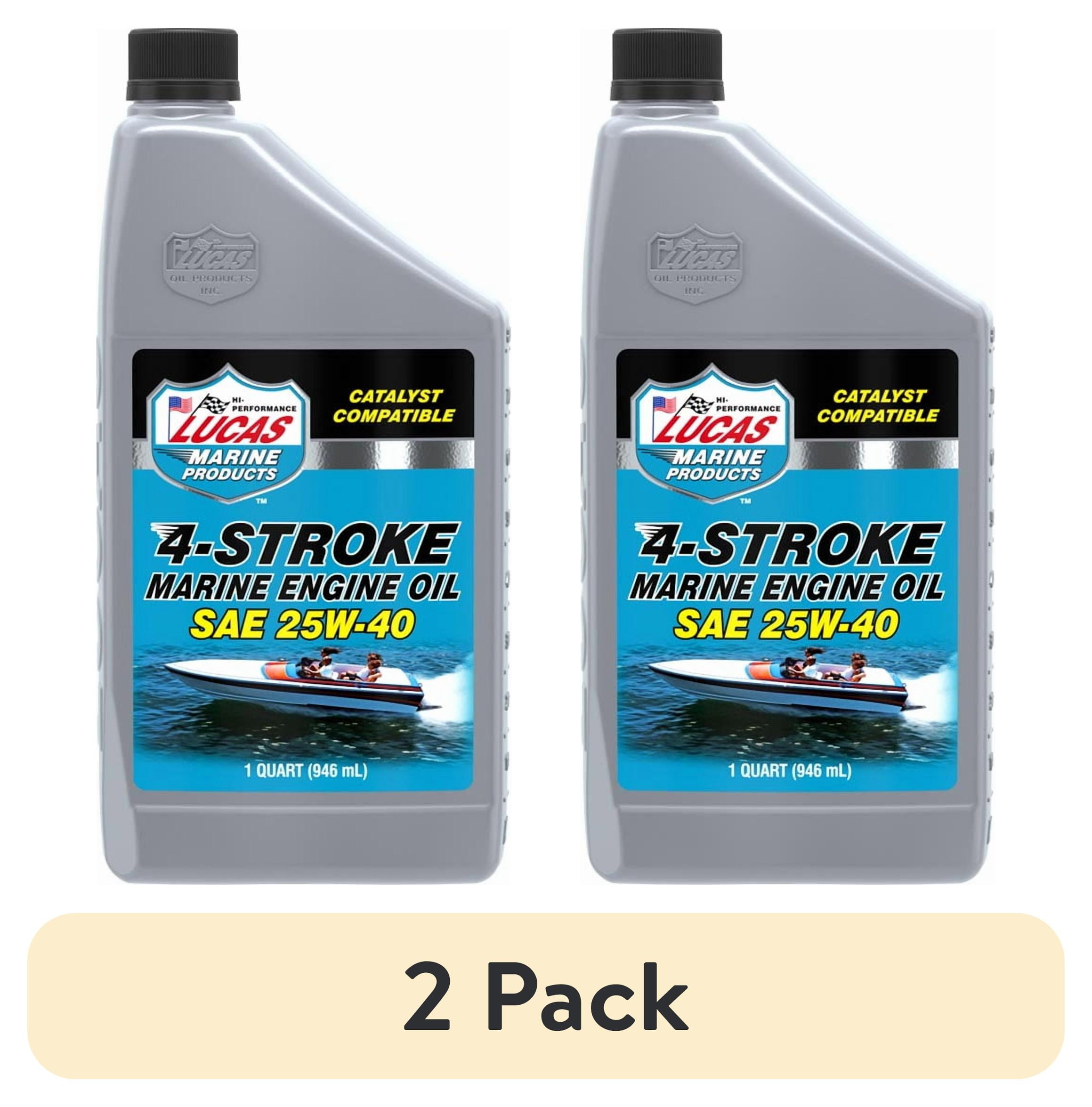 (2 pack) Lucas 4-Stroke Synthetic Blend Marine SAE25W40 Oil 32 Ounce ...