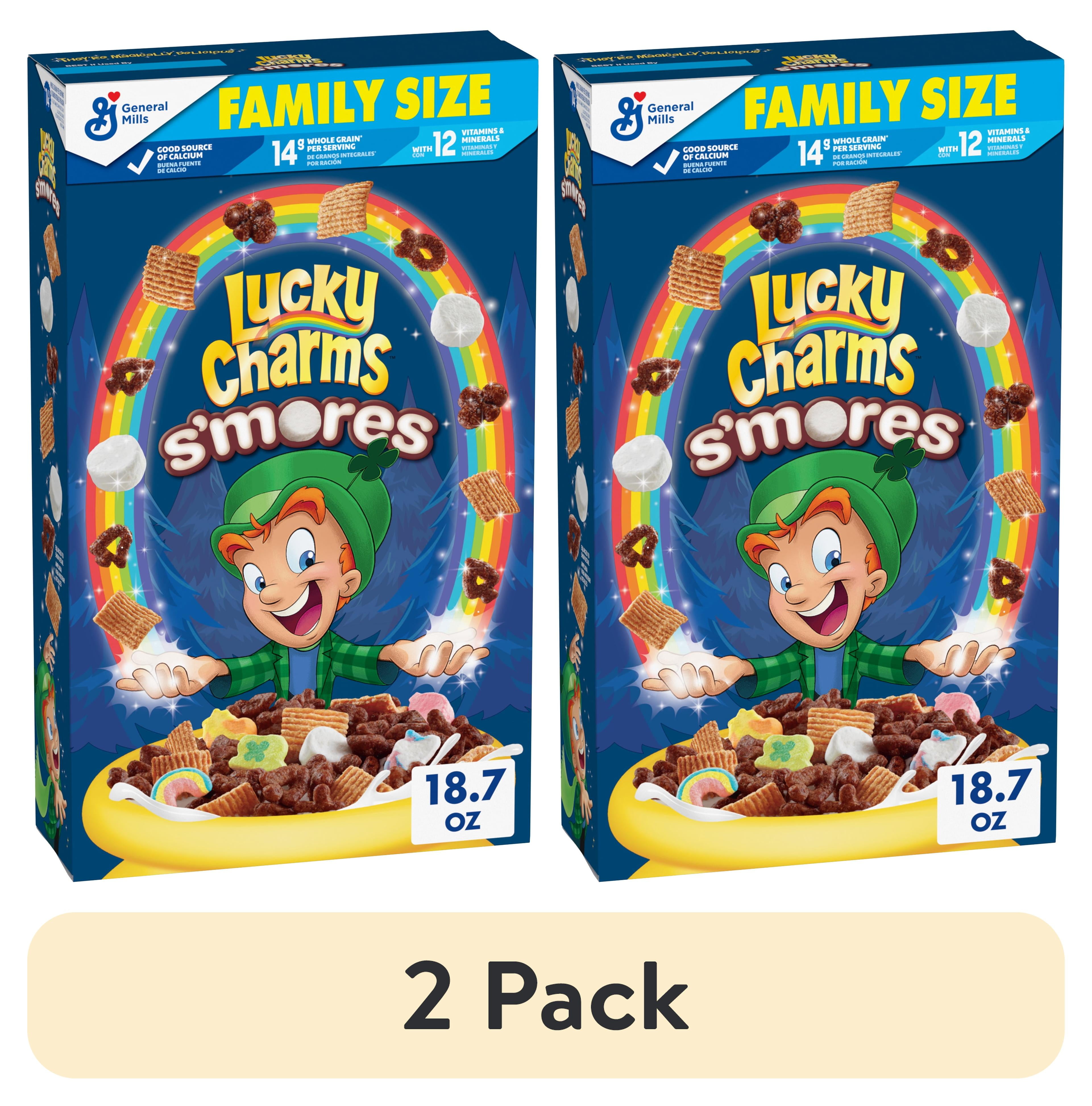 (2 pack) Lucky Charms Smores Breakfast Cereal with Marshmallows, Family ...
