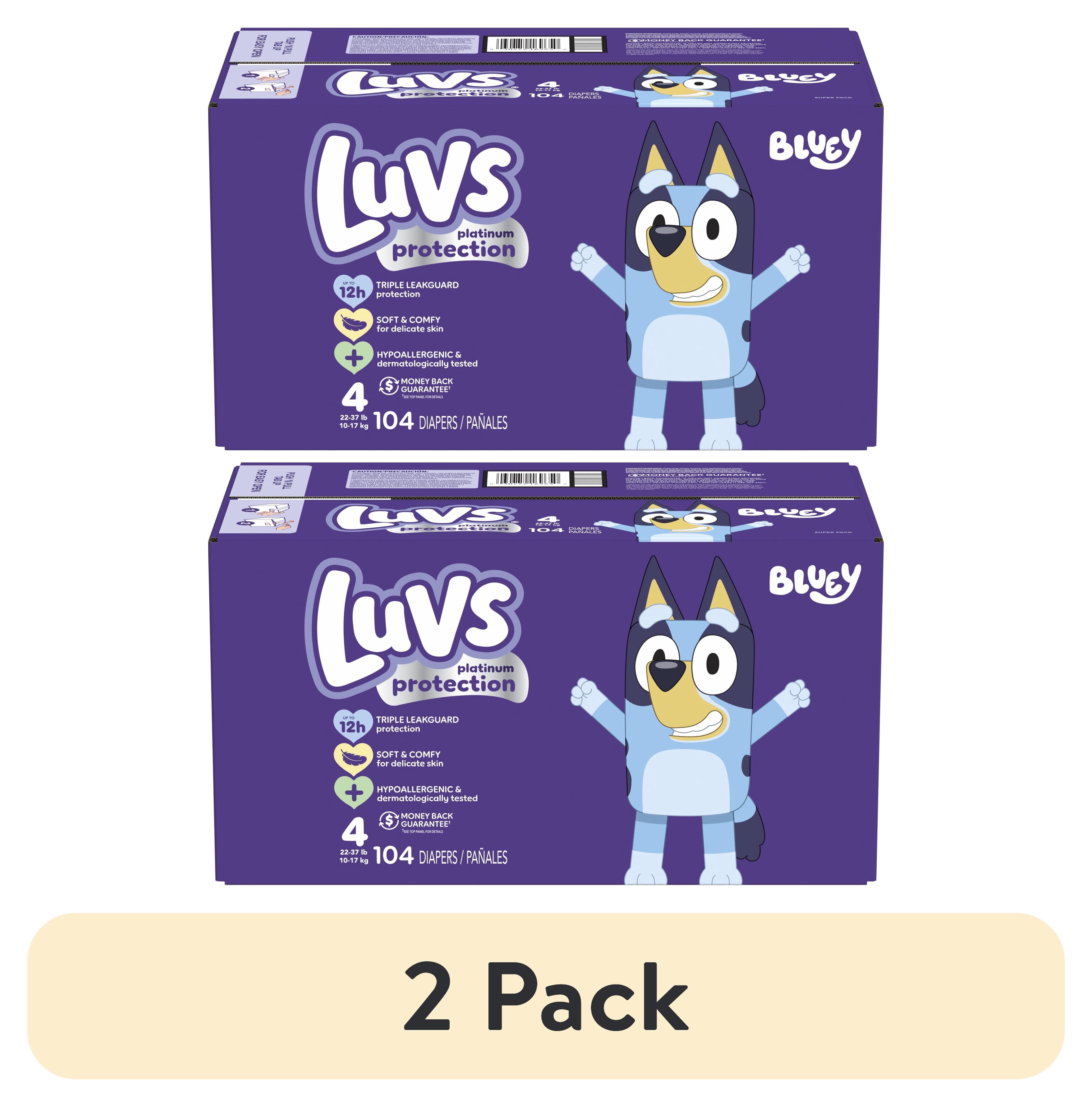 (2 pack) Luvs Platinum Protection Bluey Edition, Disposable Baby ...