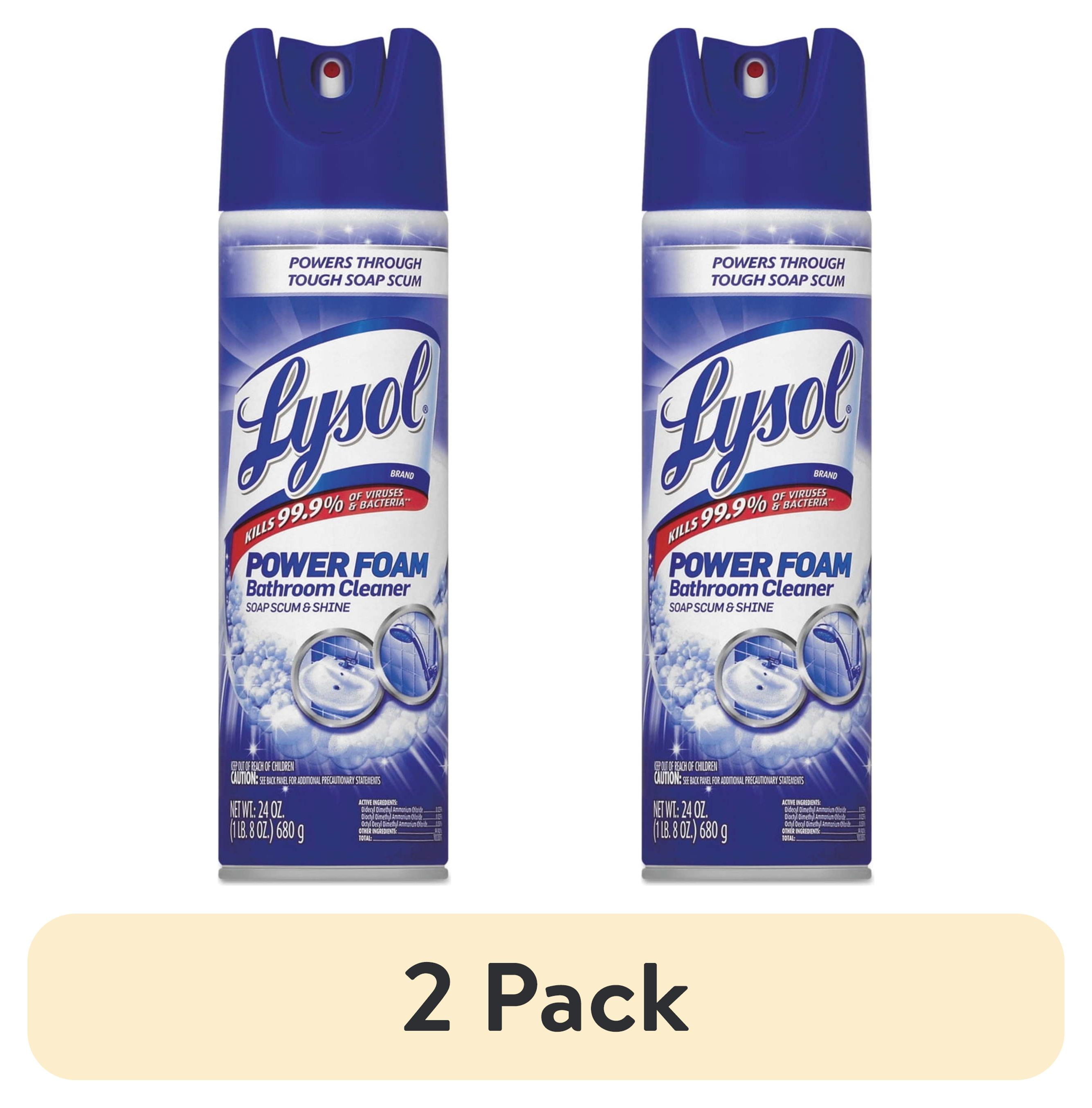 (2 pack) Lysol Power Foam Bathroom Cleaner Spray Aerosol, Atlantic ...