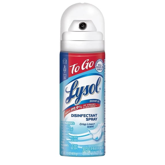 (2 pack) Lysol To Go Travel Size Disinfectant Spray, Crisp Linen, 1.5 ...
