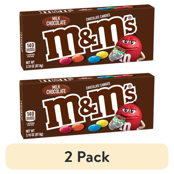 (2 pack) M&M'S Milk Chocolate Candy Movie Theater Box, 3.1 oz - Walmart.com
