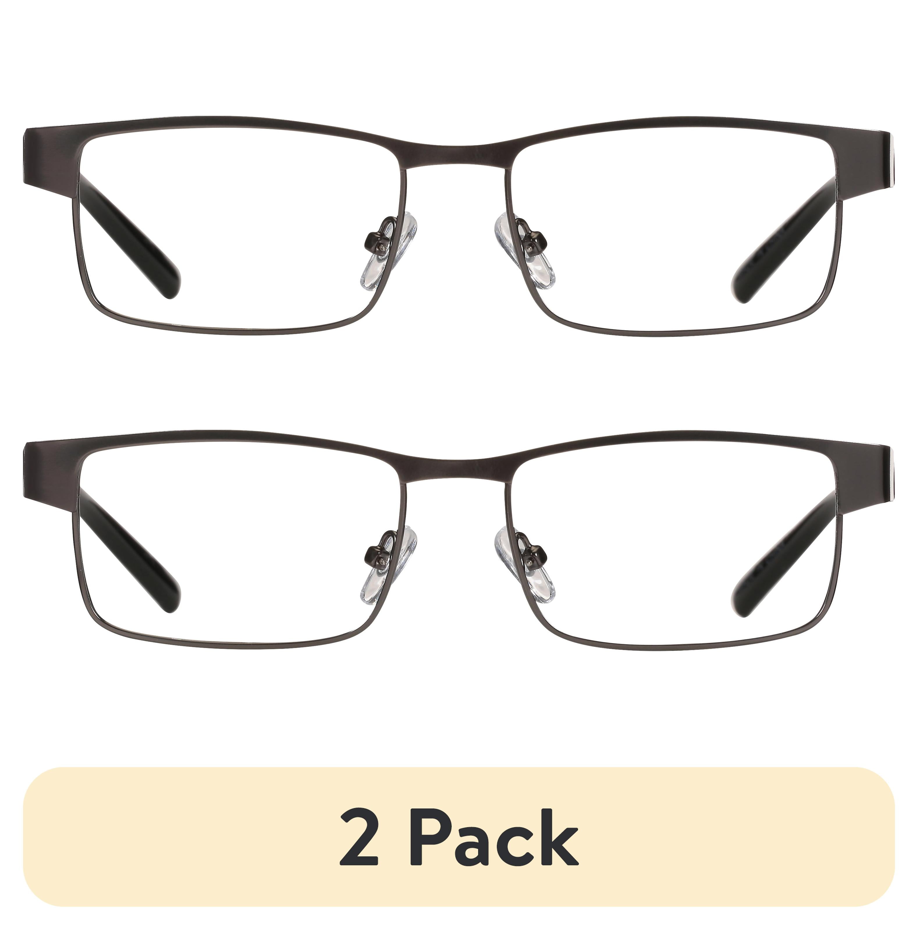 (2 pack) M+ Mens Rectangular Flat Metal Reading Glasses Gun 1.25 Birch ...