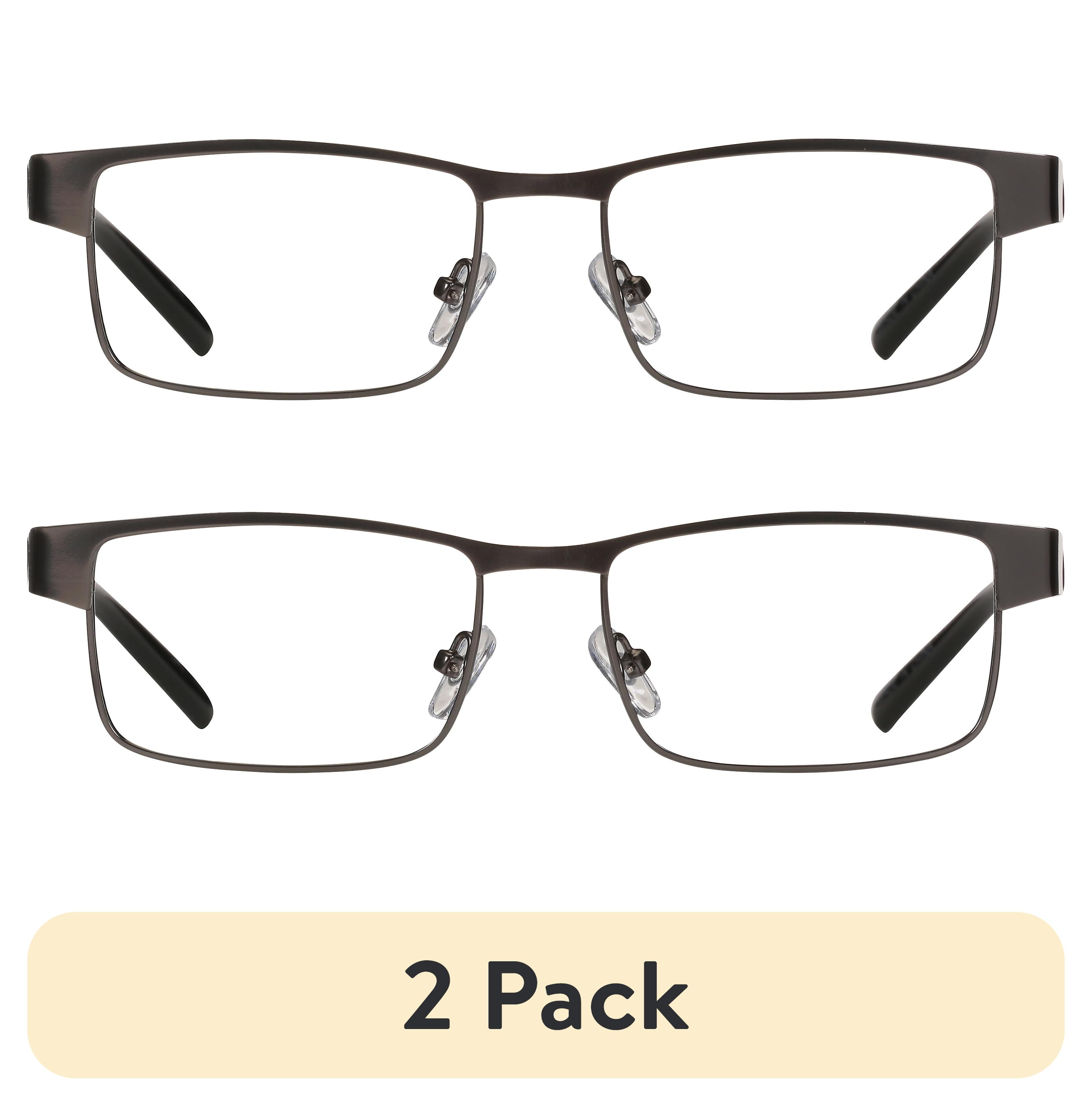 (2 pack) M+ Readers Mens Spring Hinge Flat Metal Reading Glasses Gun 2. ...