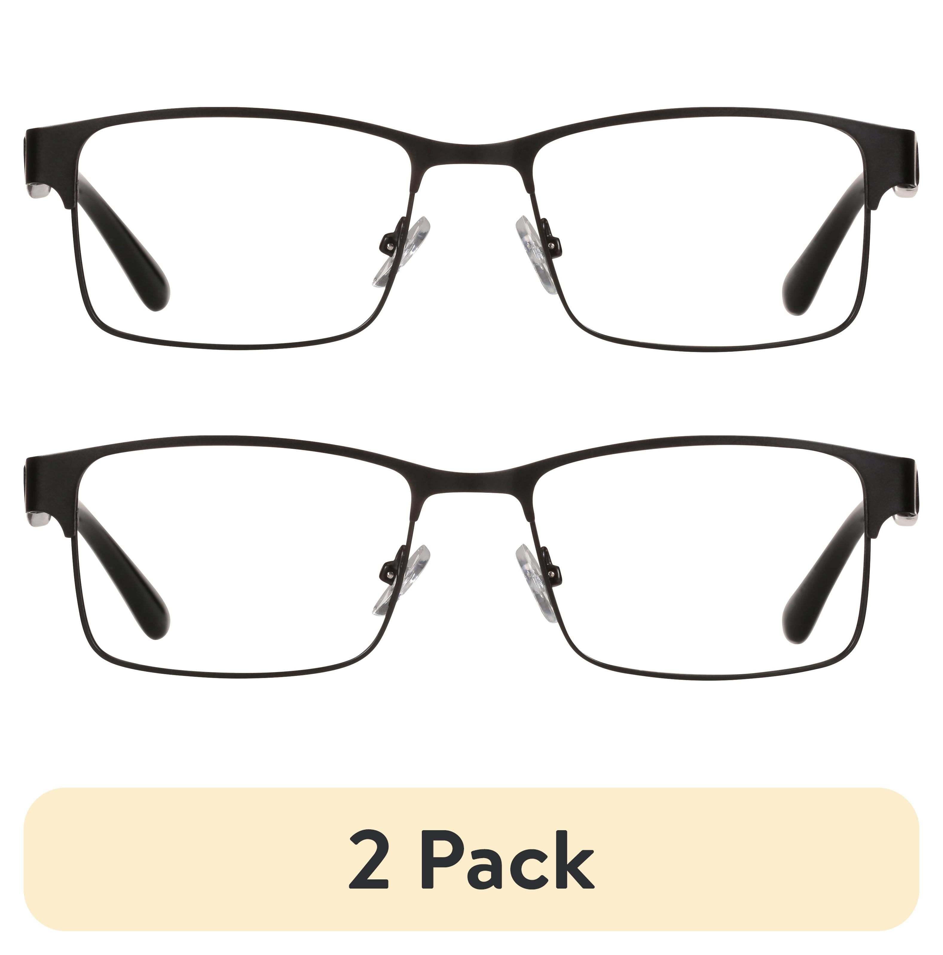 (2 pack) M+ Mens Rectangular Flat Metal Reading Glasses 2.50 Ash in ...