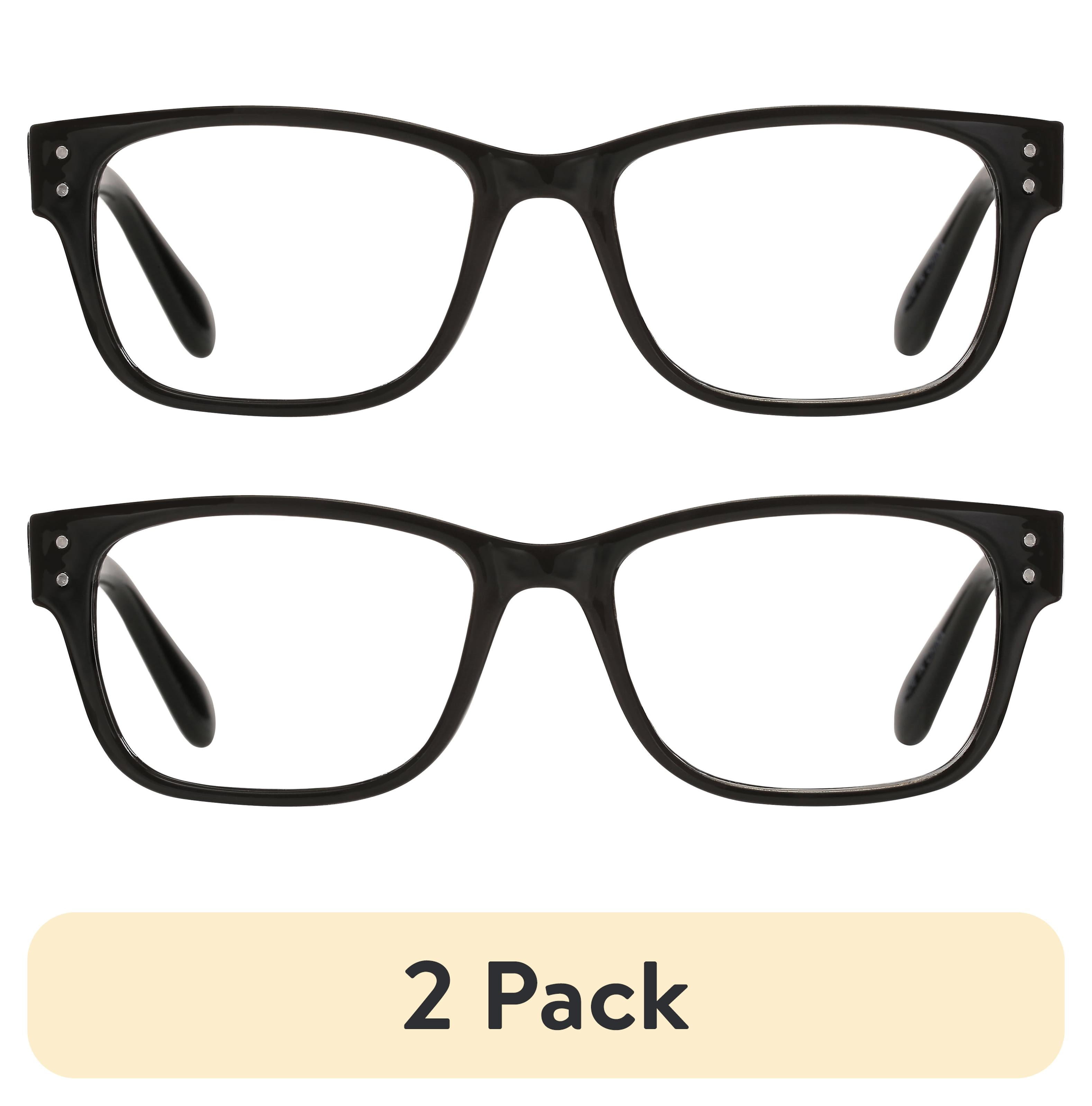 (2 pack) M+ Readers Mens Spring Hinge Plastic Reading Glasses Blk 1.25 ...