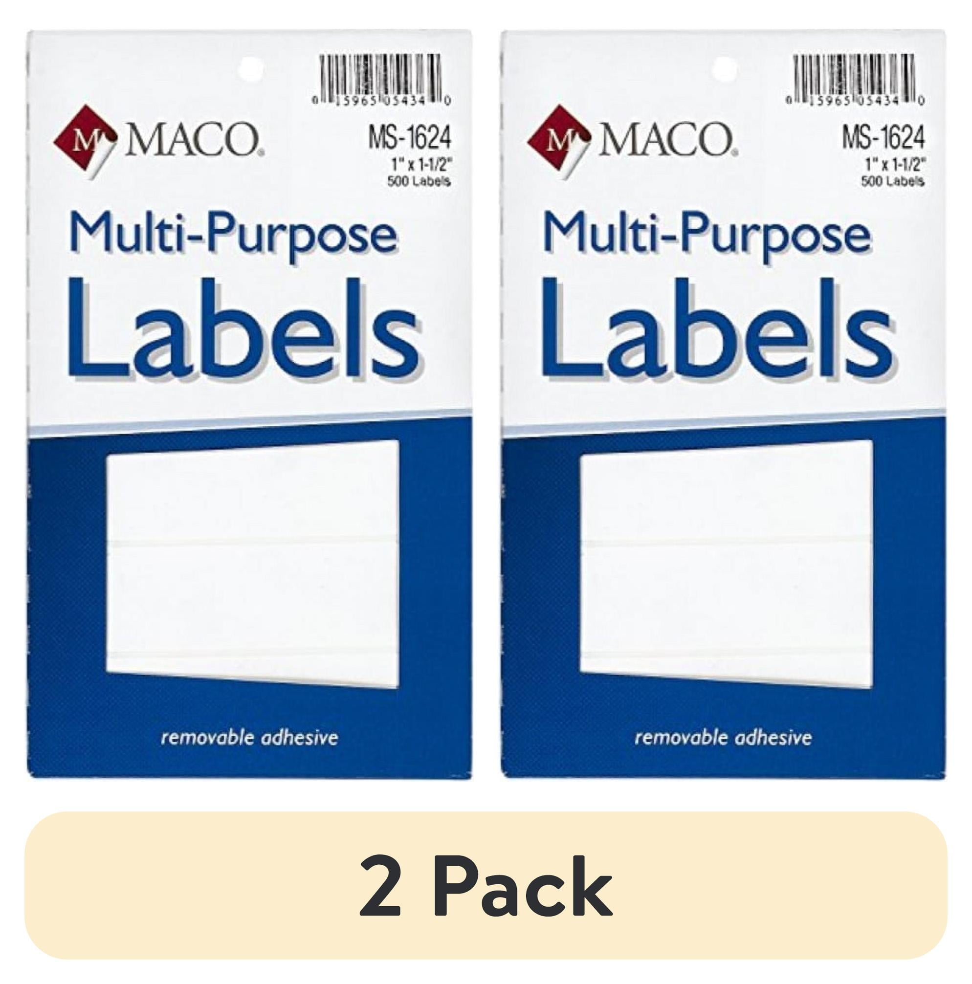 (2 pack) MACO 1" x 1-1/2" White Rectangular Multi-Purpose Labels, 500 ...