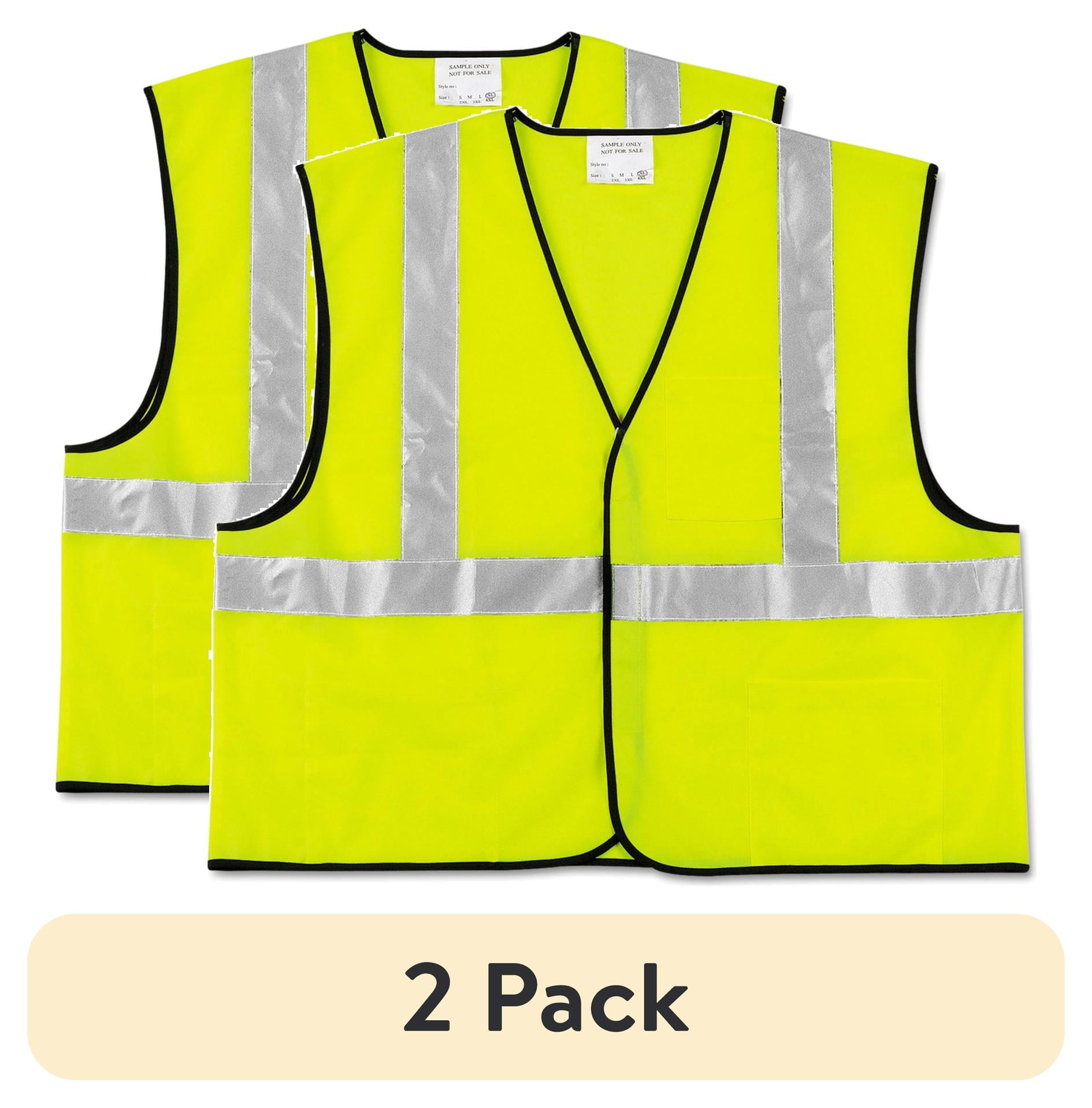 (2 pack) MCR Safety Class 2 Safety Vest, Fluorescent Lime with Silver Stripe, Polyester, 2X ...