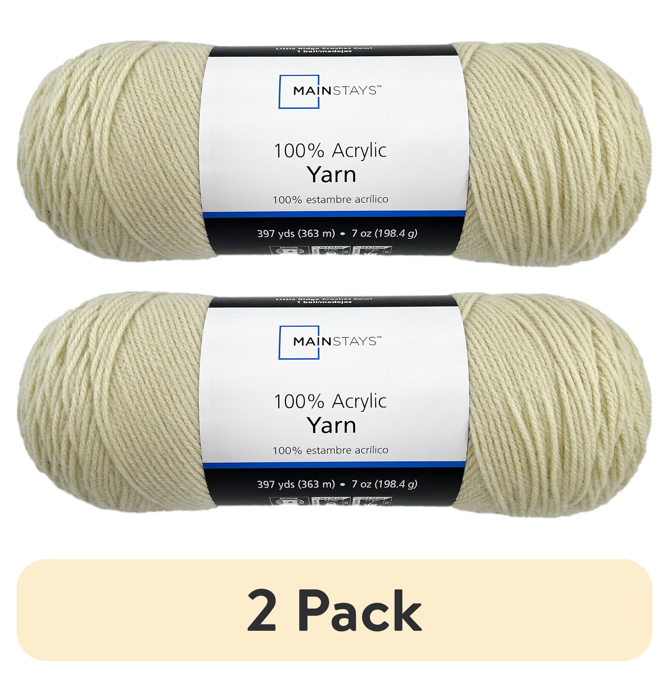 (2 pack) Mainstays Medium Acrylic Yarn, Buff, 7 oz, 397 Yards - Walmart.com