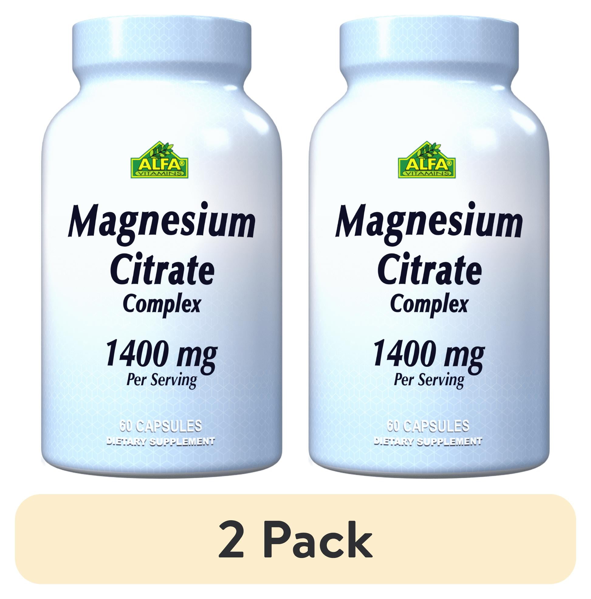 (2 pack) Magnesium Citrate 1400 mg by Alfa Vitamins - Supports Nerve ...