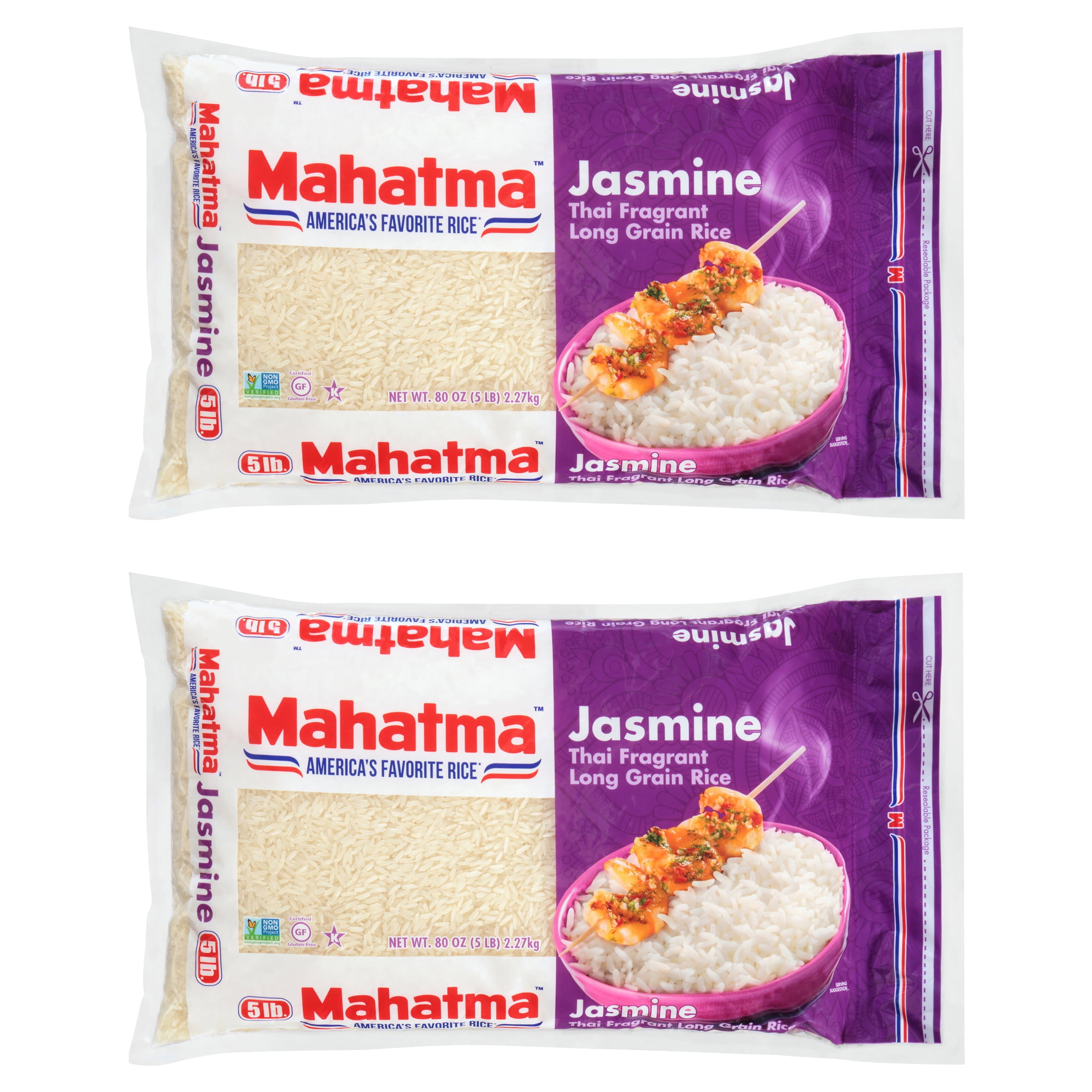 (2 pack) Mahatma Jasmine Thai Fragrant Long Grain Rice, Gluten Free, 80 ...