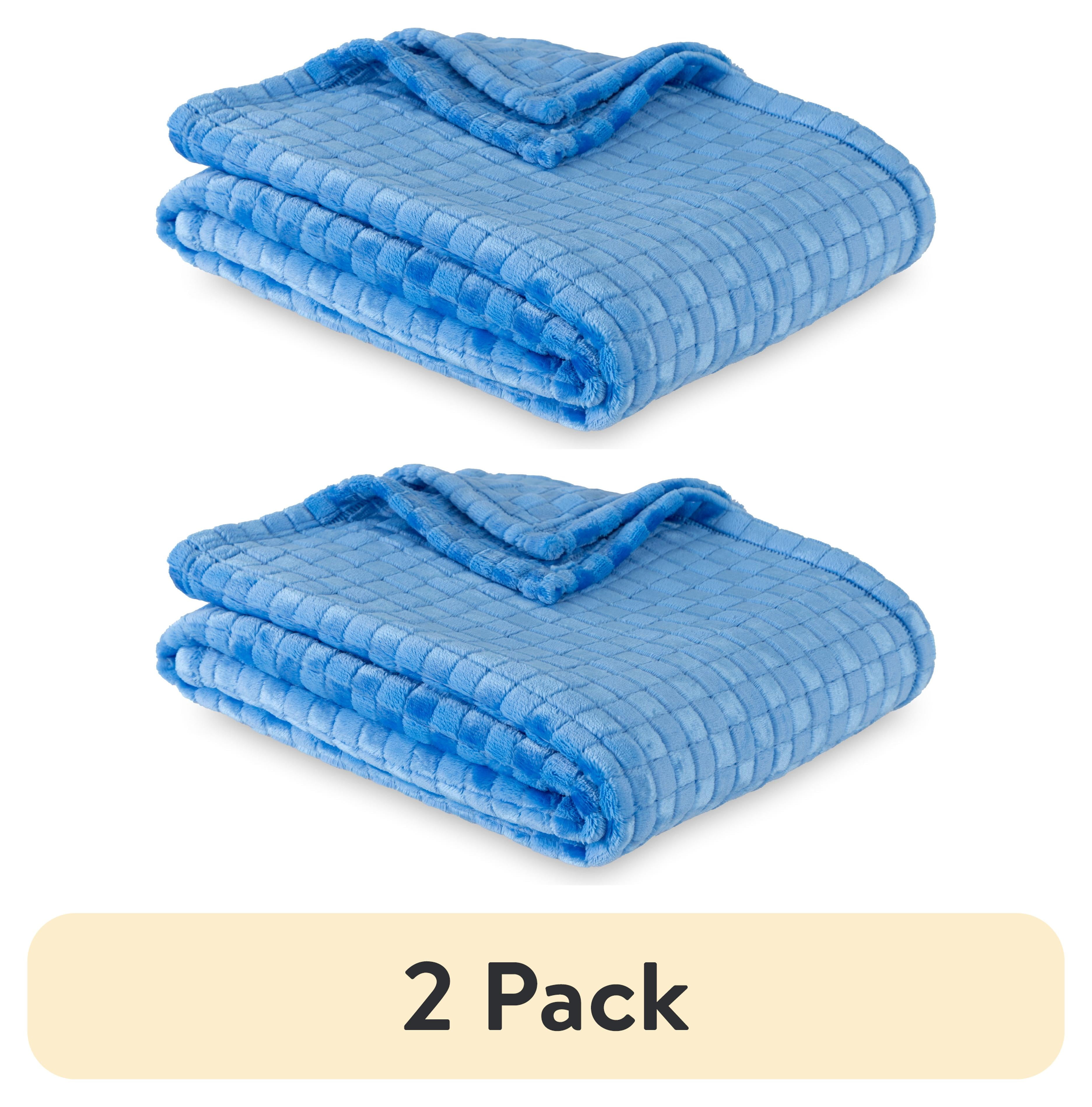 Mainstay Matte Shine Check Throw - Cobalt Blue - Plush Throw for Bed ...