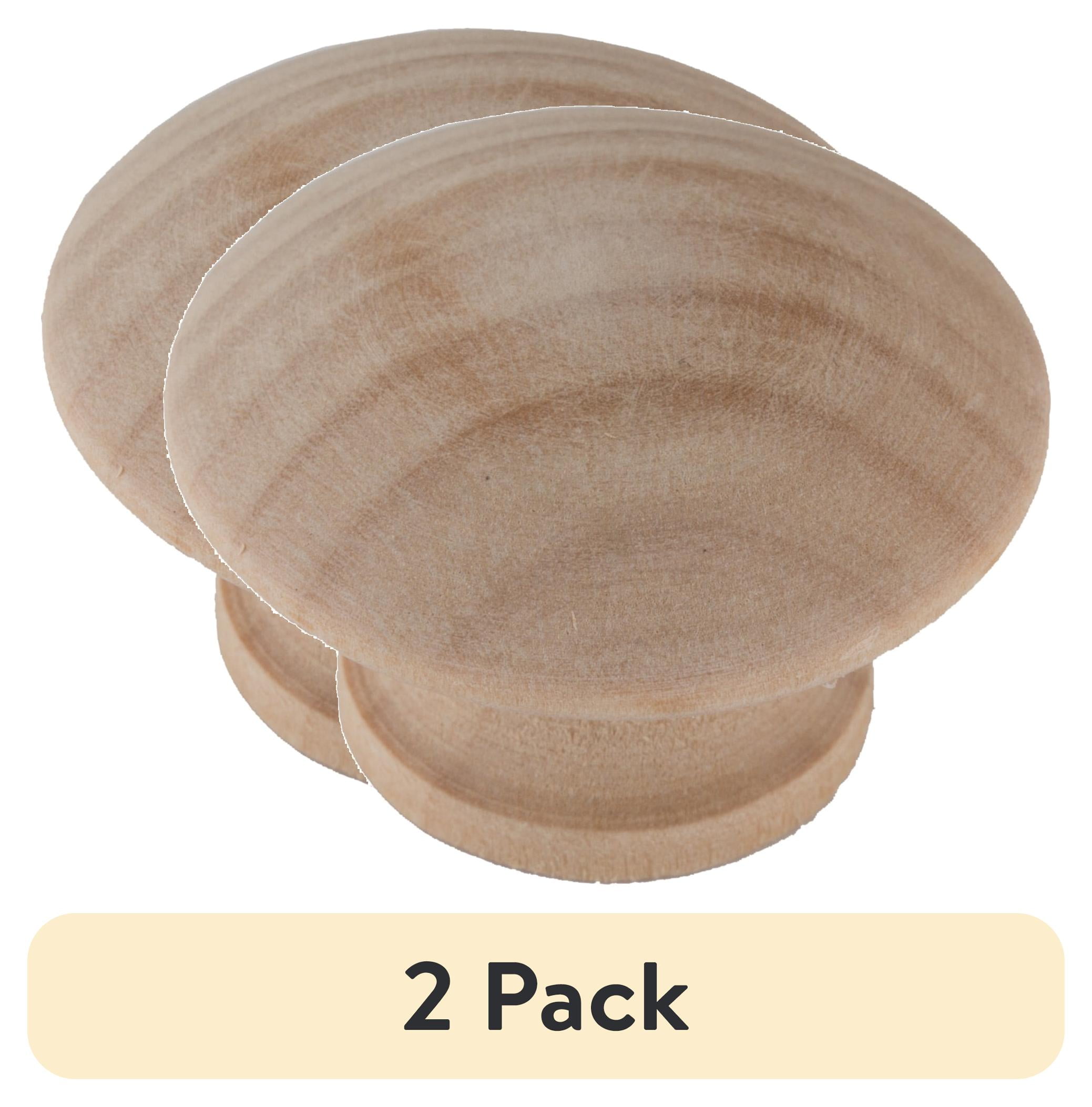 (2 pack) Mainstays 1-1/2" (38mm) Round Cabinet Knob, Unfinished Wood, 2 ...