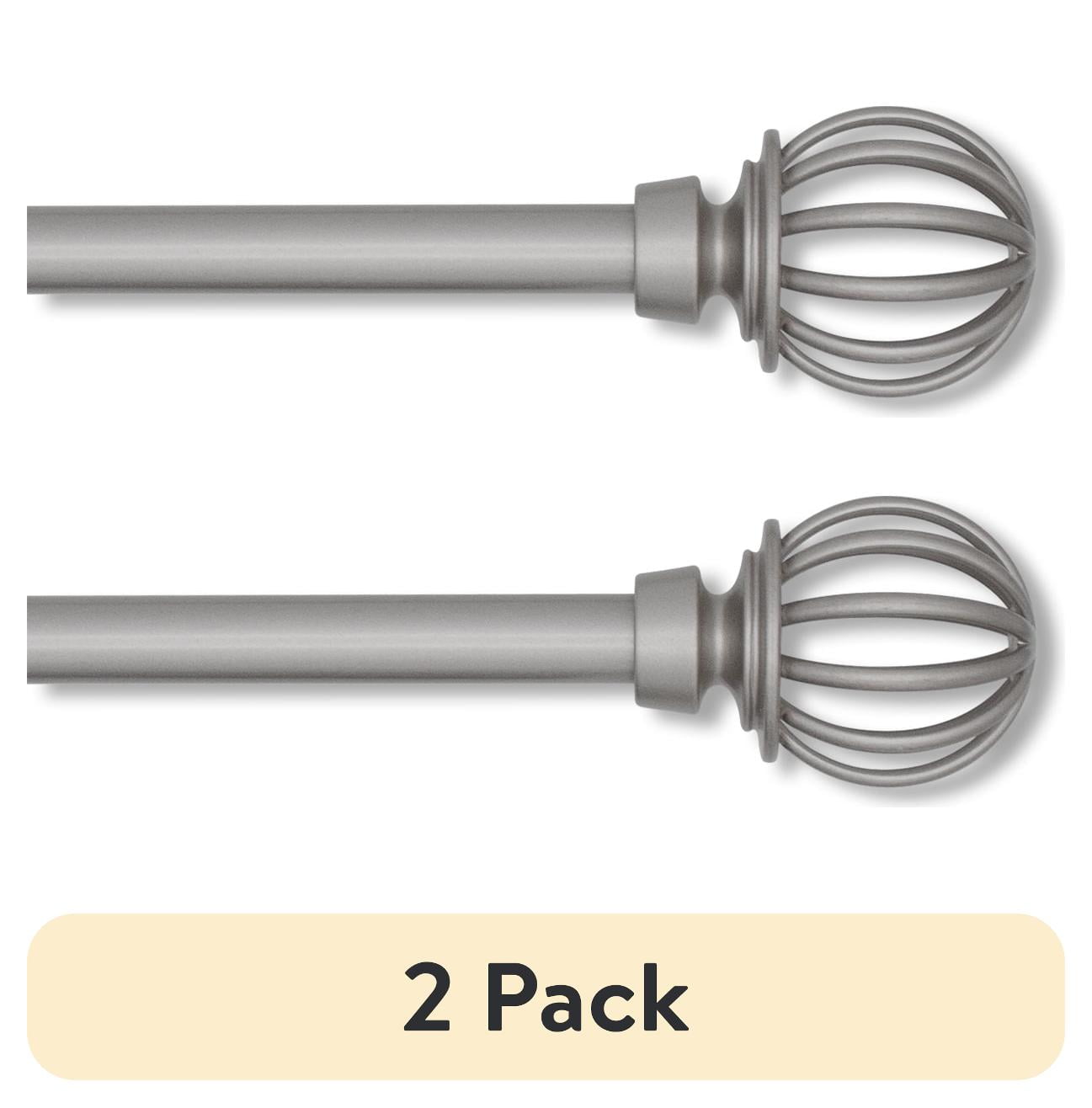 Mainstays Nickel Drapery Rod Set with Decorative Finials, 28-48 Inch, 2 ...