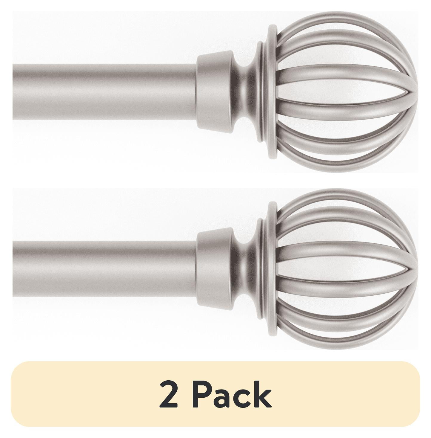 (2 pack) Mainstays 1/2" Nickel Macey Cage Adjustable Single Curtain Rod ...