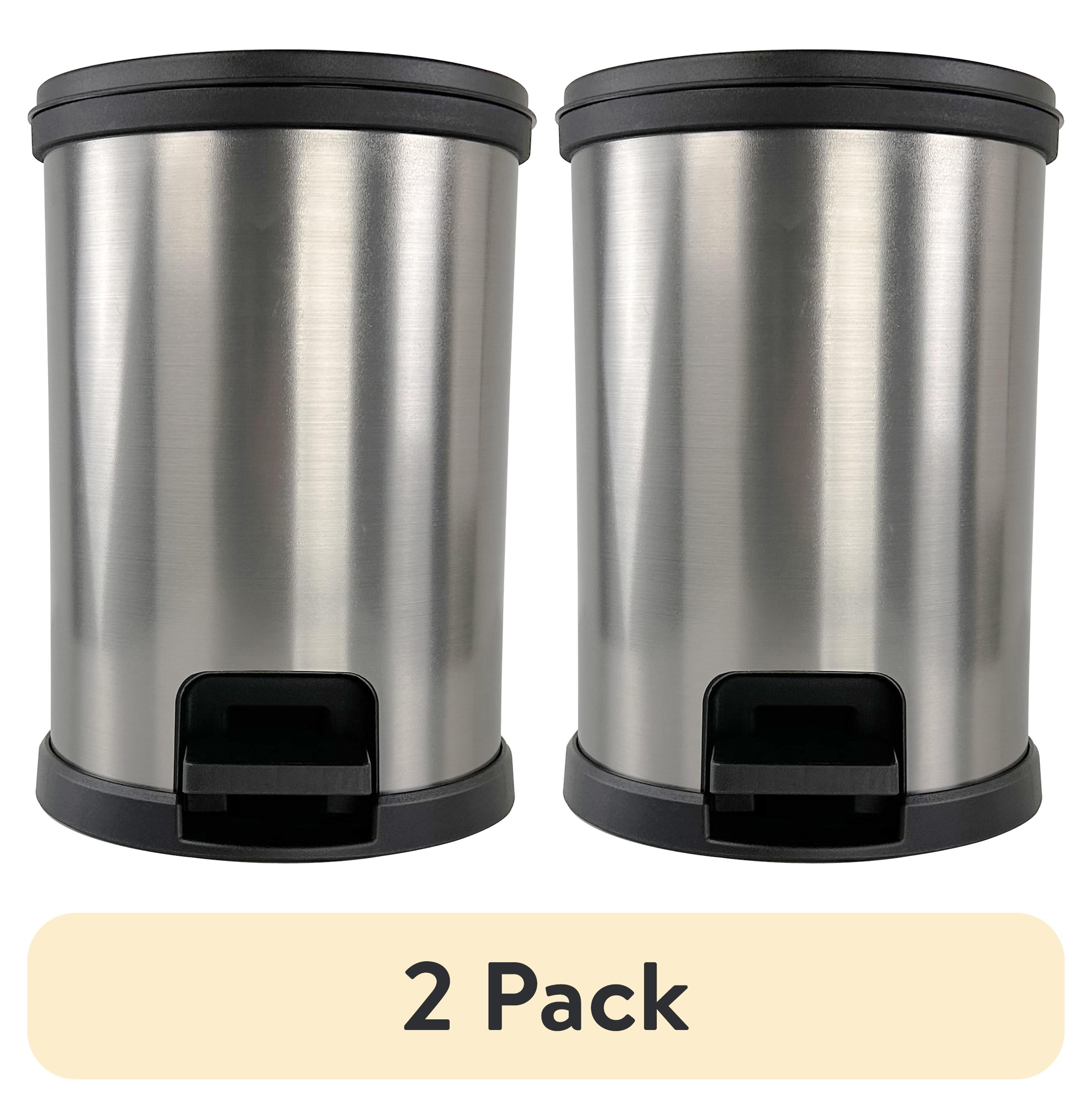(2 pack) Mainstays Bathroom Trash Can, 1.5 Gallon, Plastic Round Step ...