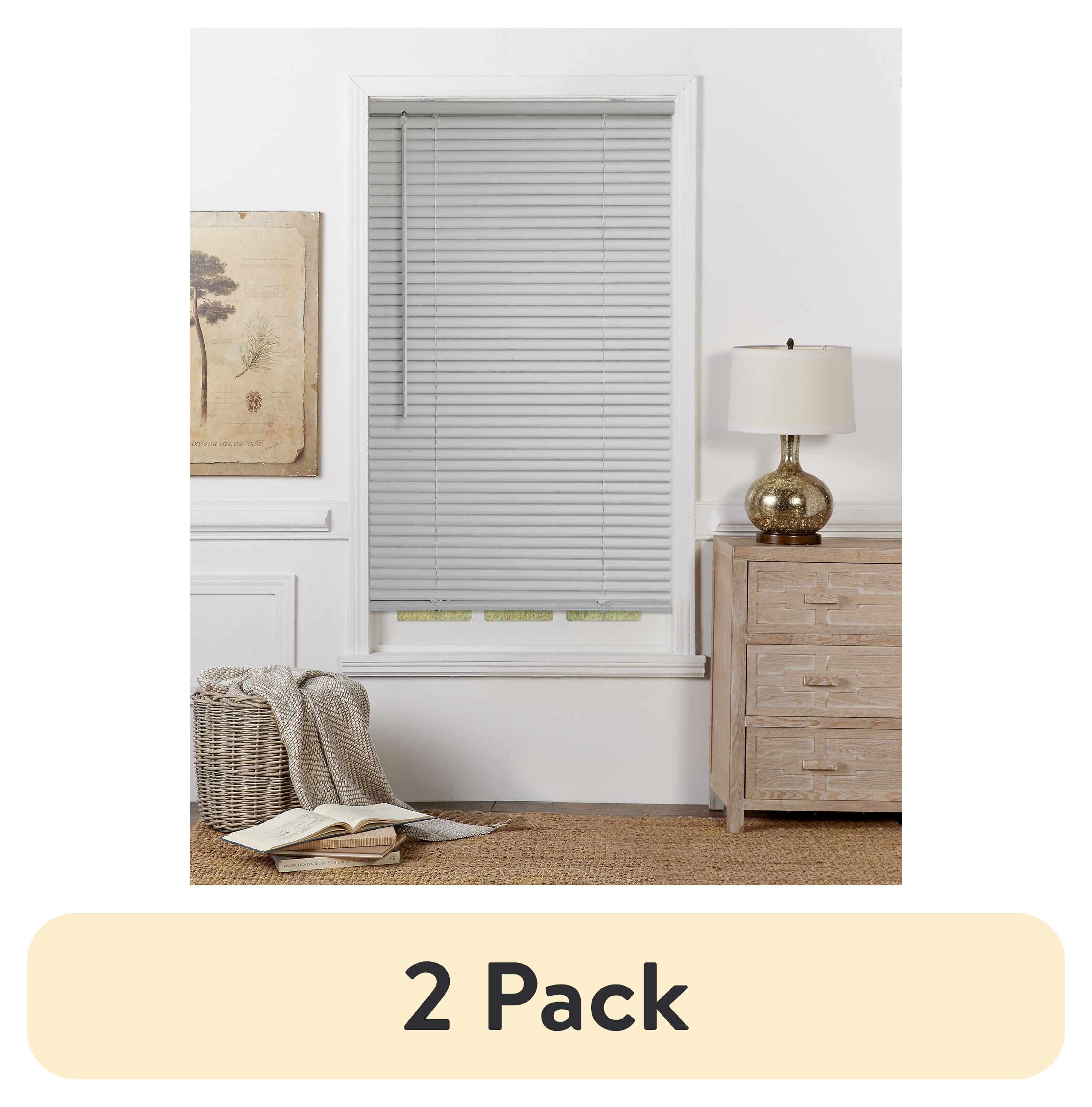(2 pack) Mainstays 1 in. Cordless, Room Darkening Vinyl Blind, Gray, 36 ...