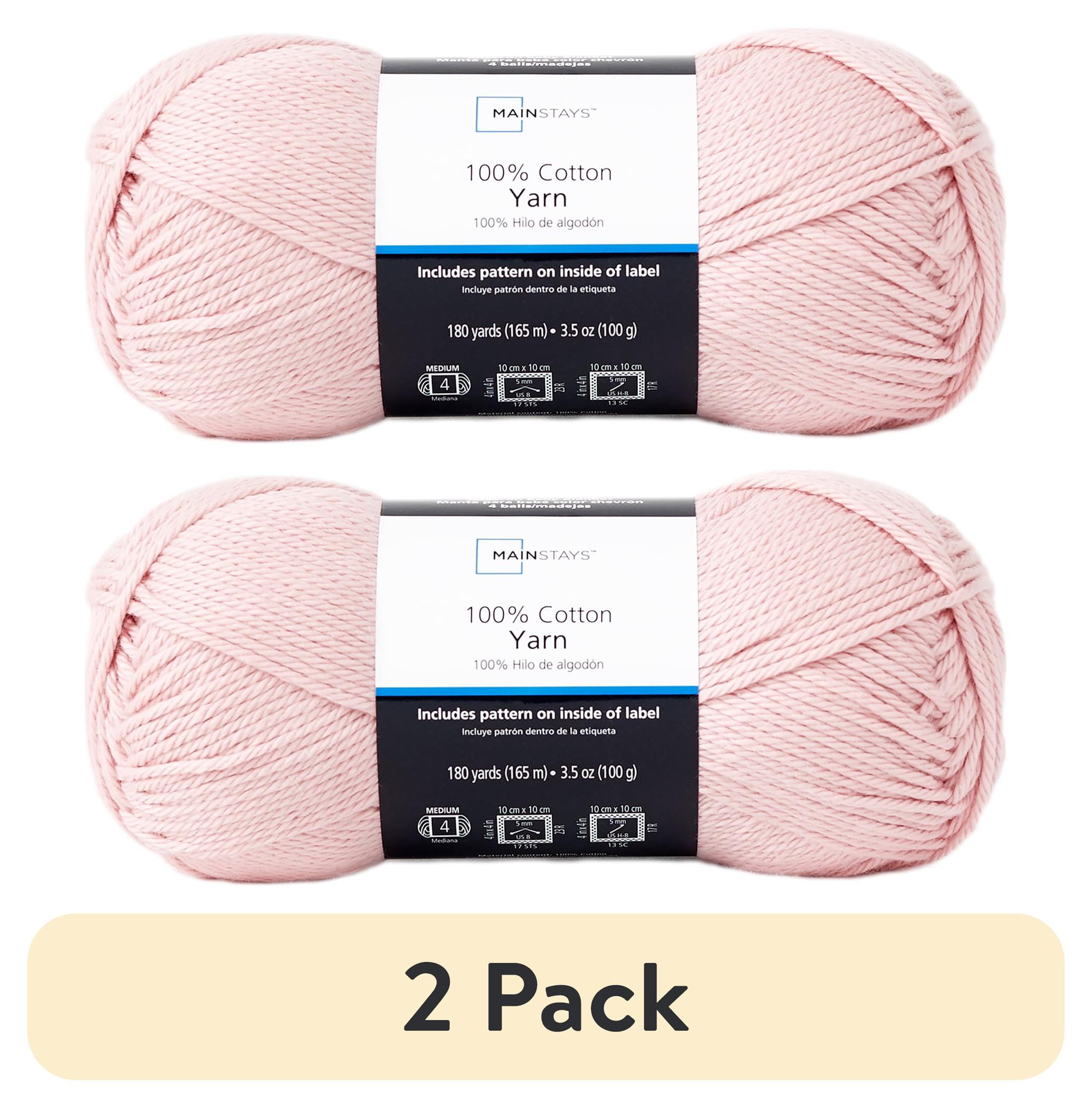 (2 pack) Mainstays 100% Cotton Yarn - Daylily Pink - 3.5oz 180yds - 4 ...