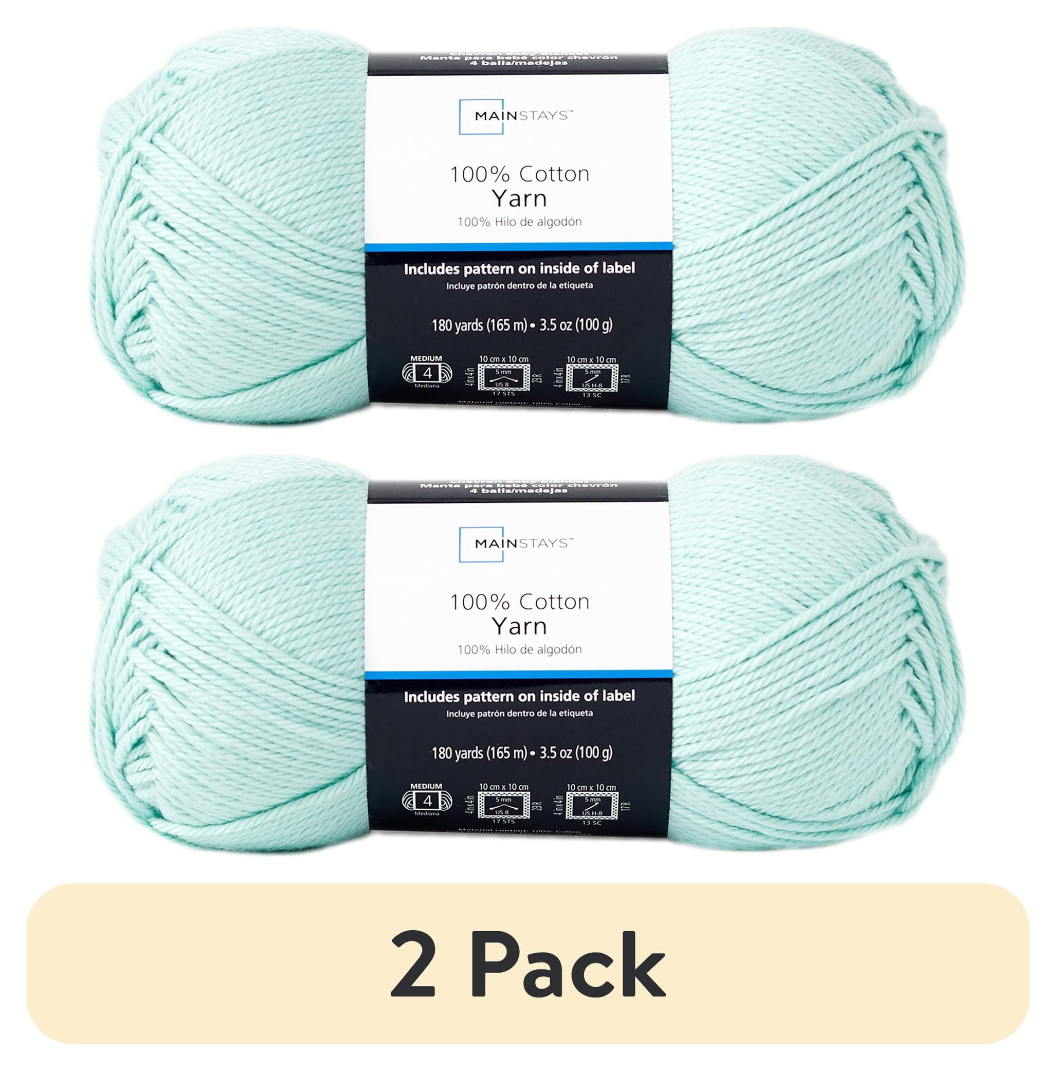 (2 pack) Mainstays 100% Cotton Yarn - Opaline Green - 3.5oz 180yds - 4 ...