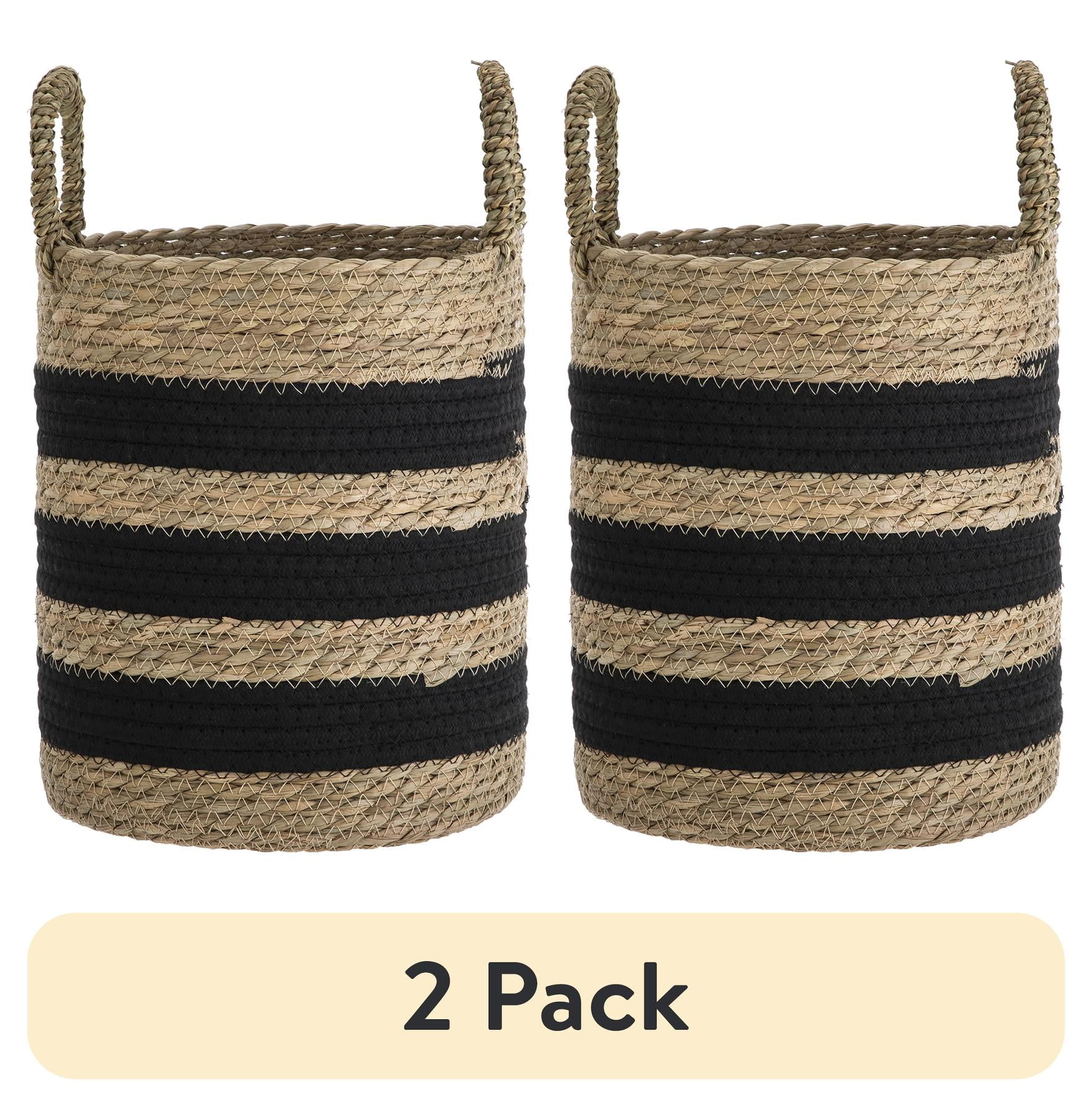 Mainstays 11 Black & Natural Striped Rush Basket - Storage - Walmart.com