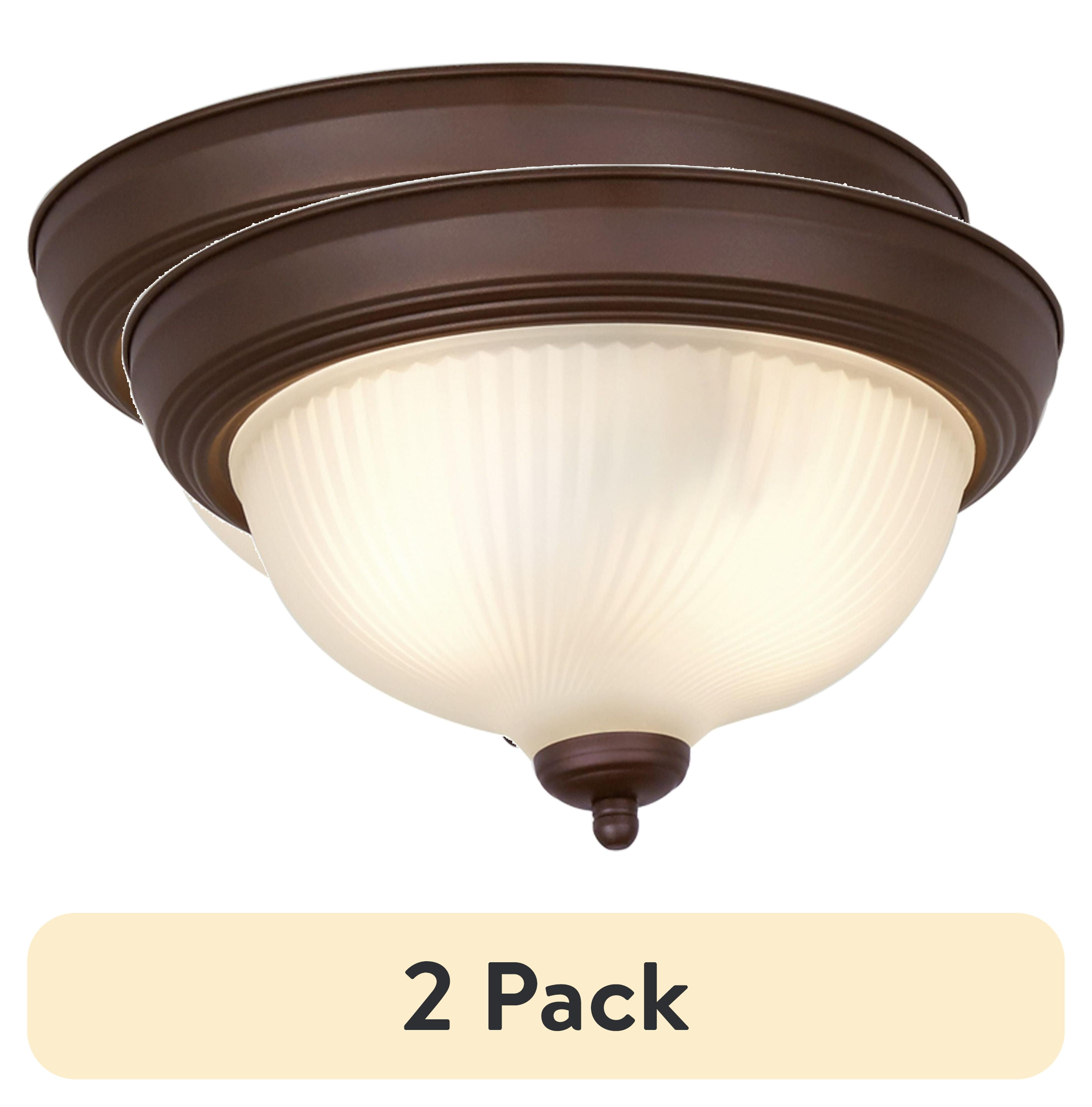 (2 pack) Mainstays 11" Classic Indoor Flush Mount Ceiling Light, Bronze ...
