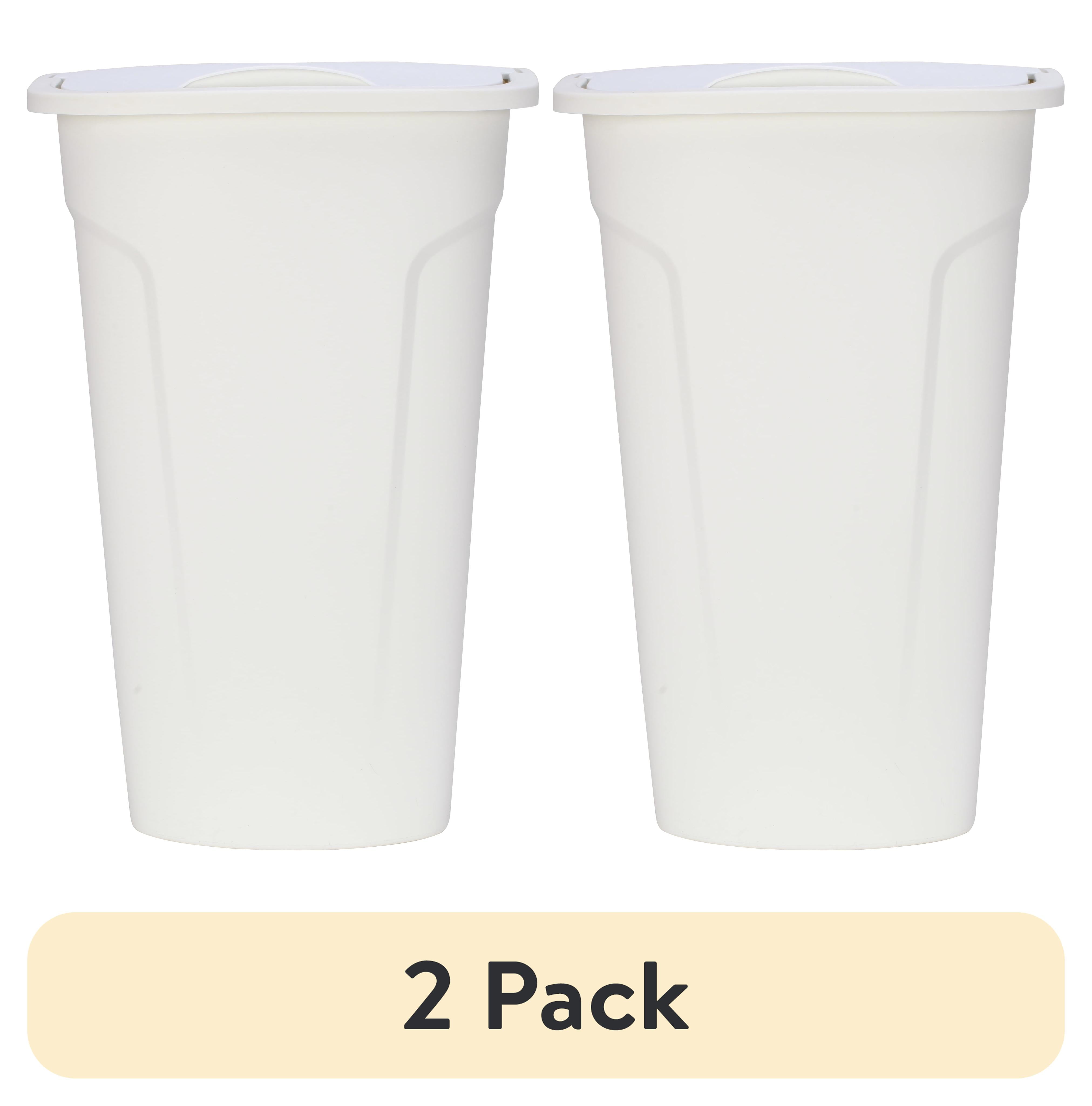 (2 pack) Mainstays 11 Gallon White Lift Top Kitchen Trash Can, Plastic ...