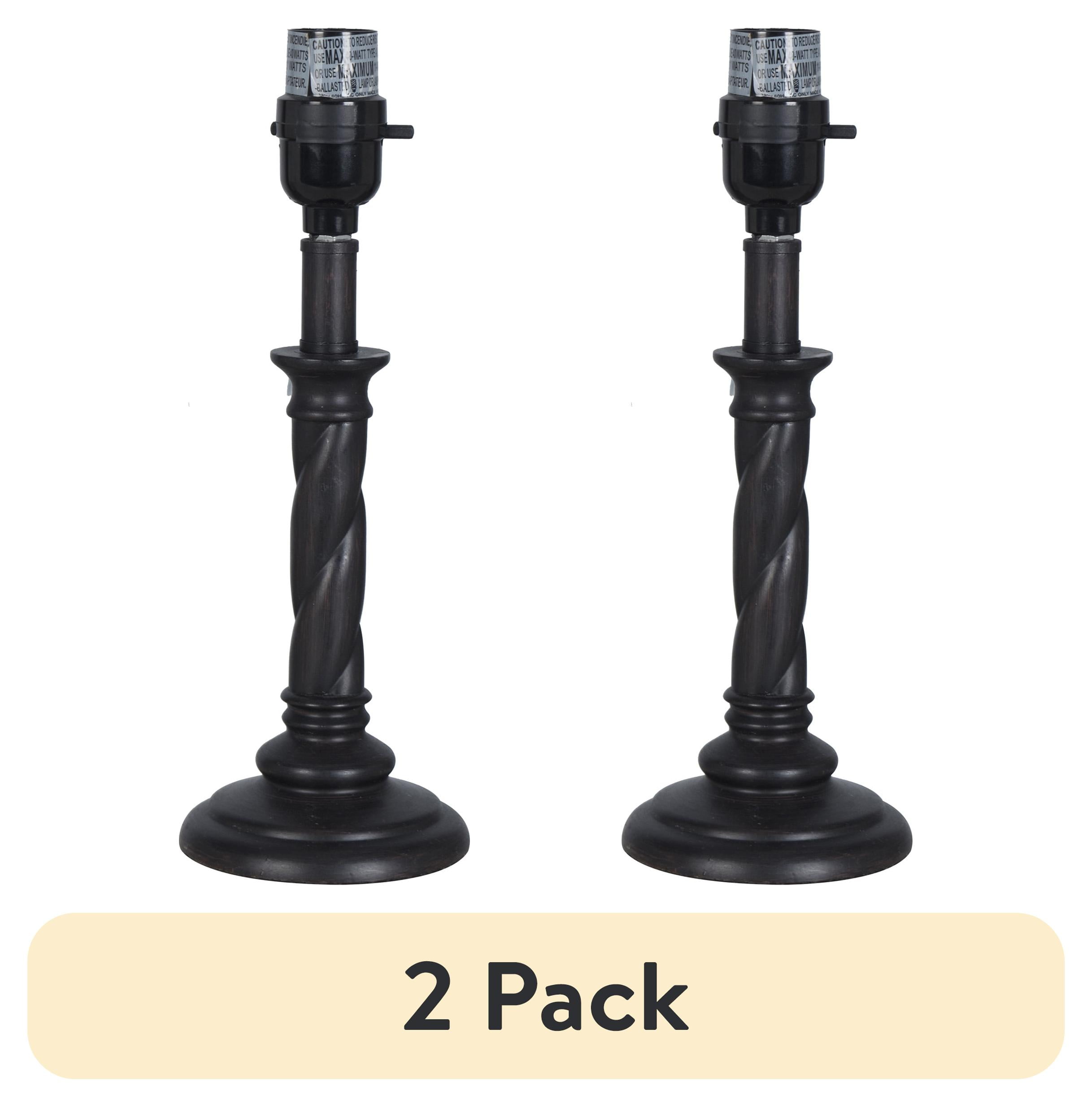 (2 pack) Mainstays 11" Twist Accent Lamp Base, Two-Toned Wood Look ...