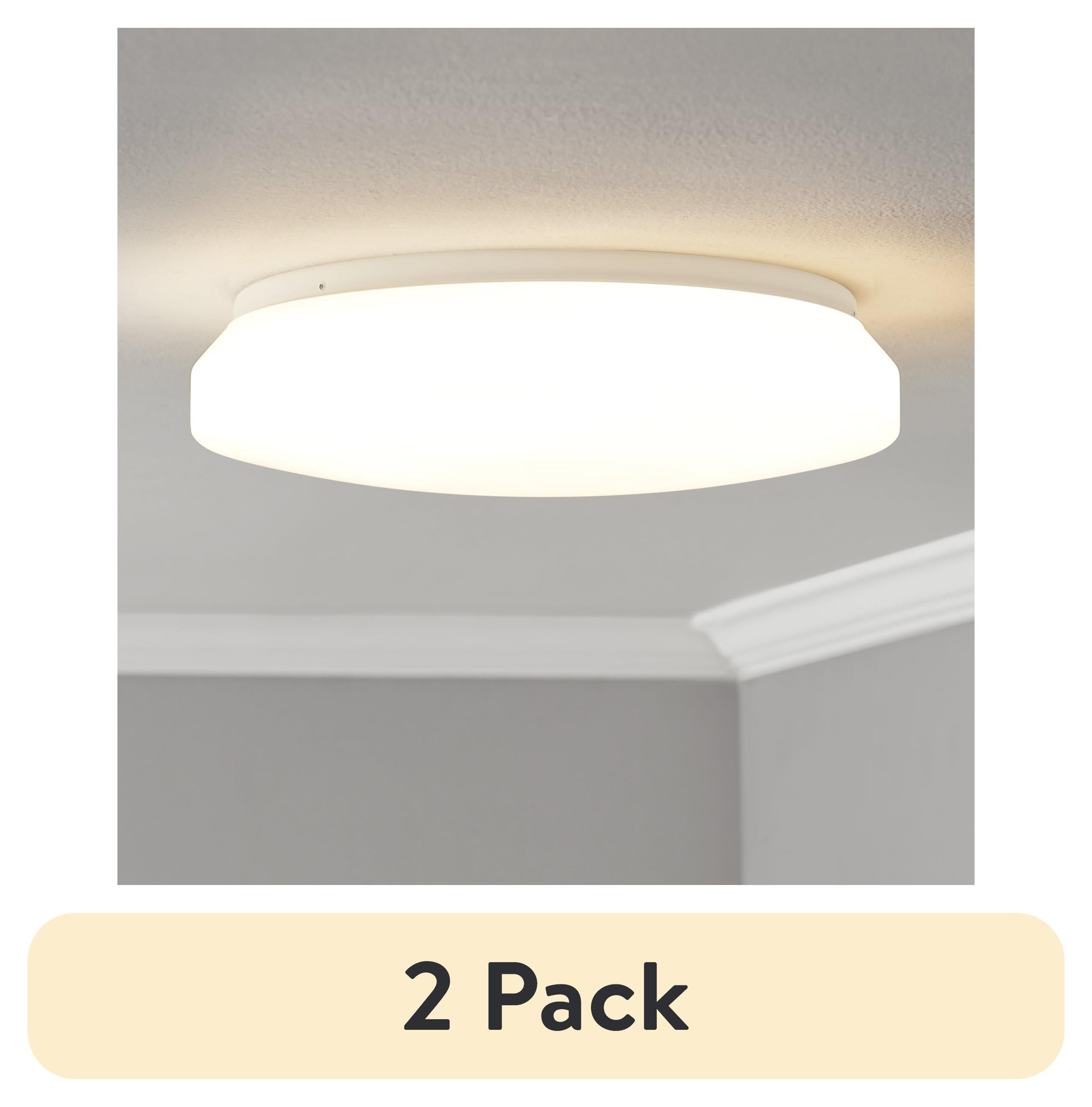 (2 pack) Mainstays 11in 1100lm White Slim Integrated LED Flush Mount ...