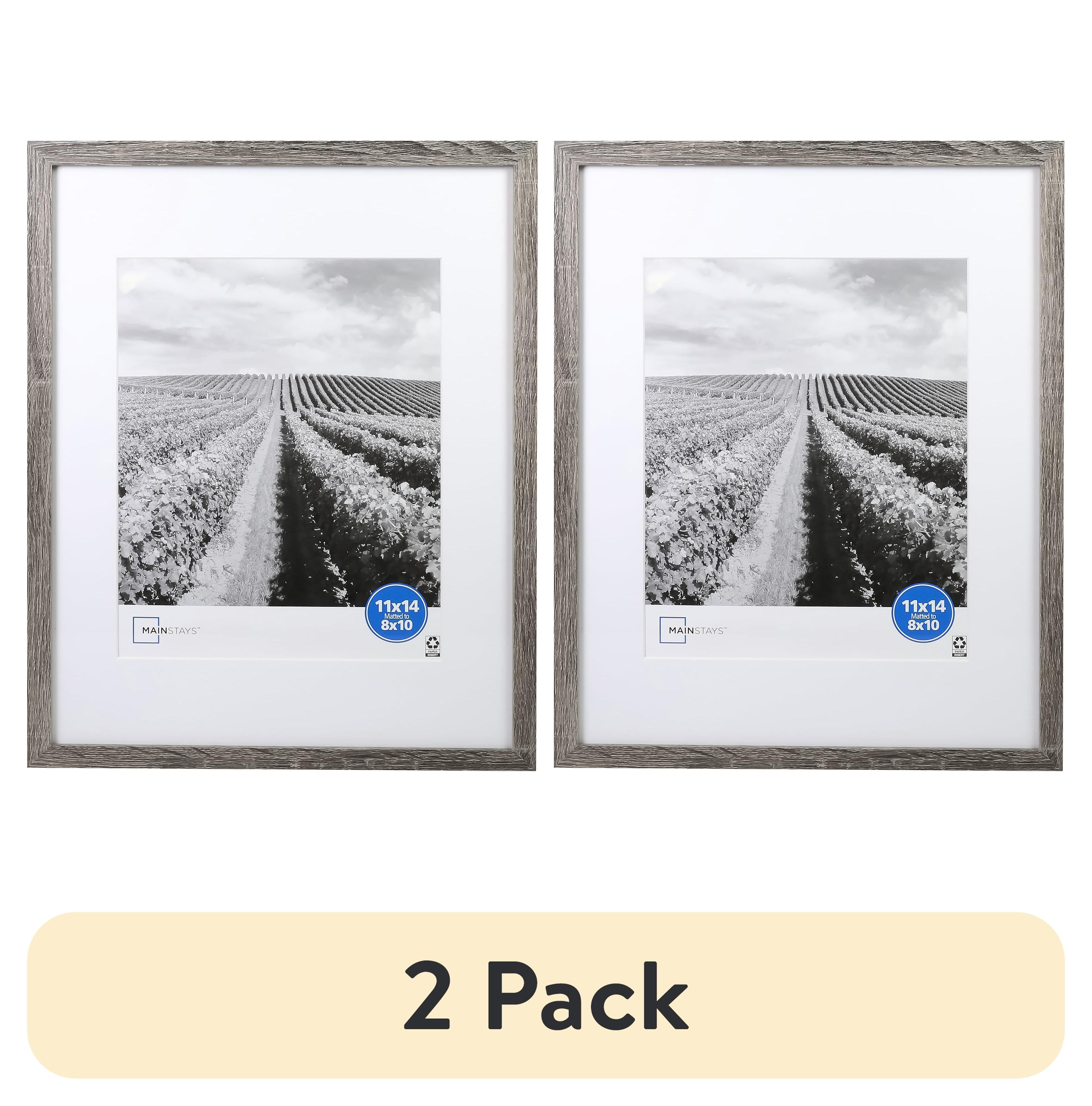 Mainstays 2 Pack 11x14 Matted to 8x10 Rustic Gray Picture Frame for ...