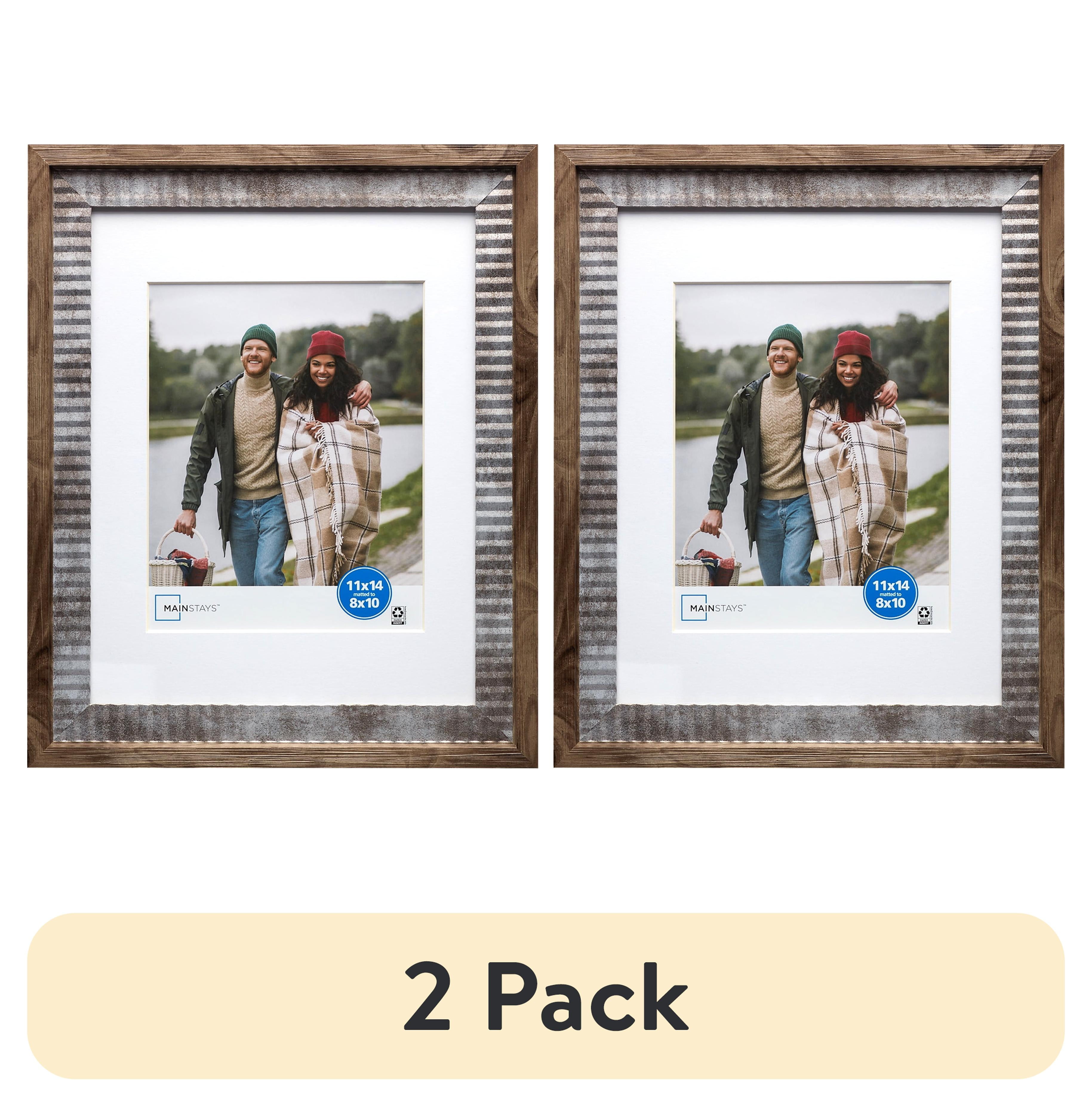 Mainstays 2 Pack 11x14 Matted to 8x10 Rustic Farmhouse Woodgrain ...