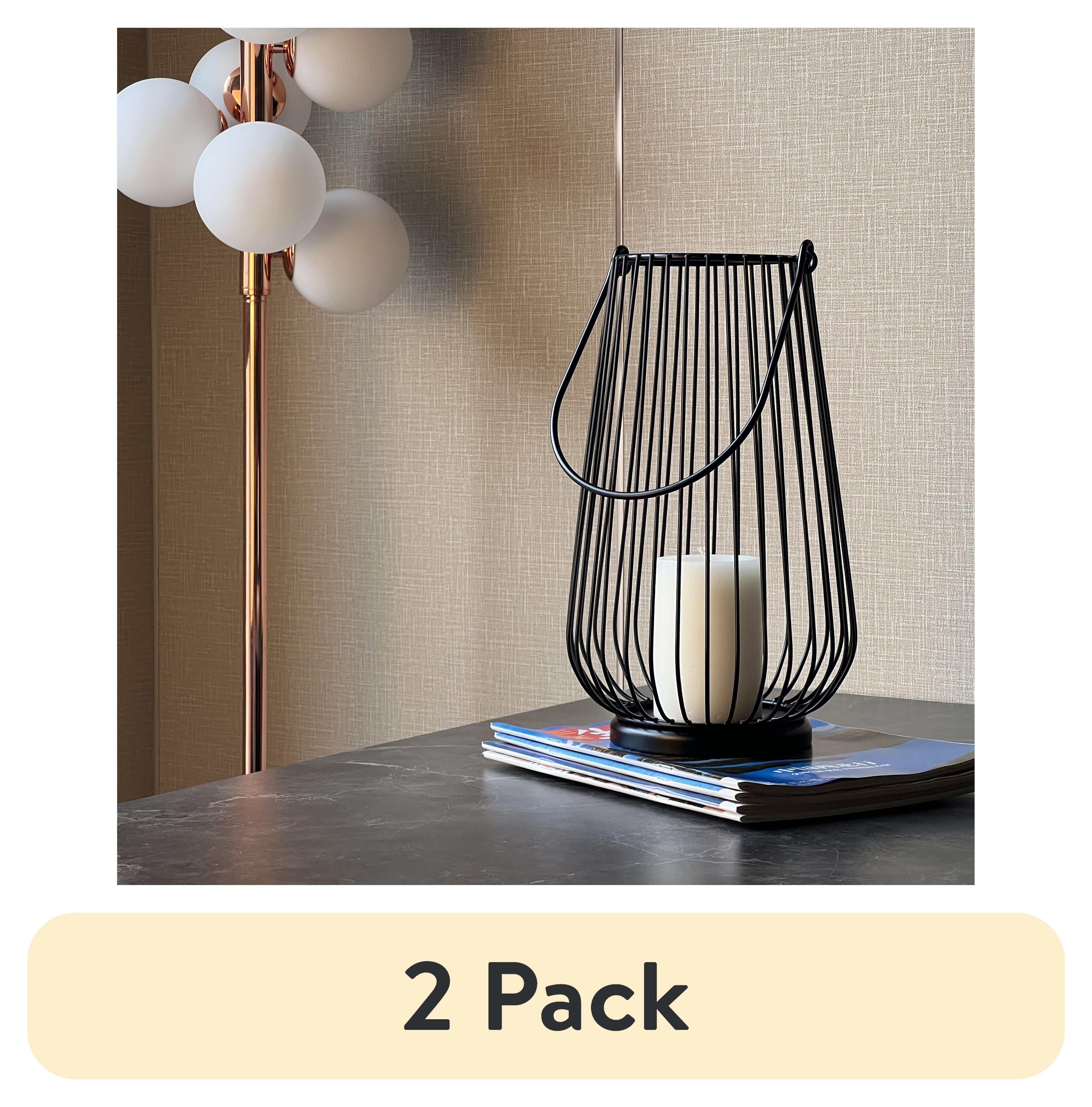 (2 pack) Mainstays 12" Black Metal Wire Candle Holder Lantern, Large ...